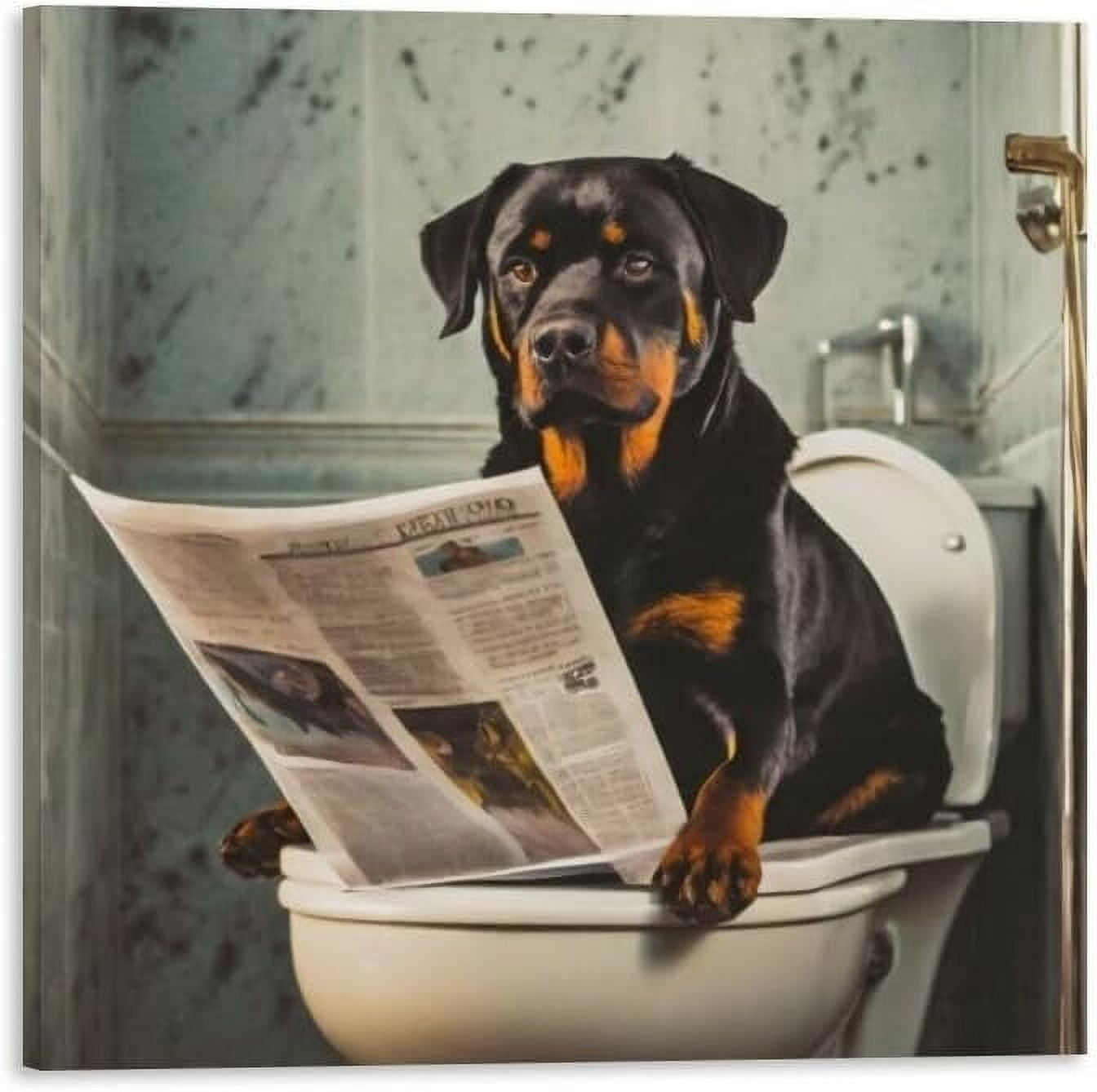 dashuaibi-Square Canvas Bathroom Decor Rottweiler Dog Wall Decor Poster ...