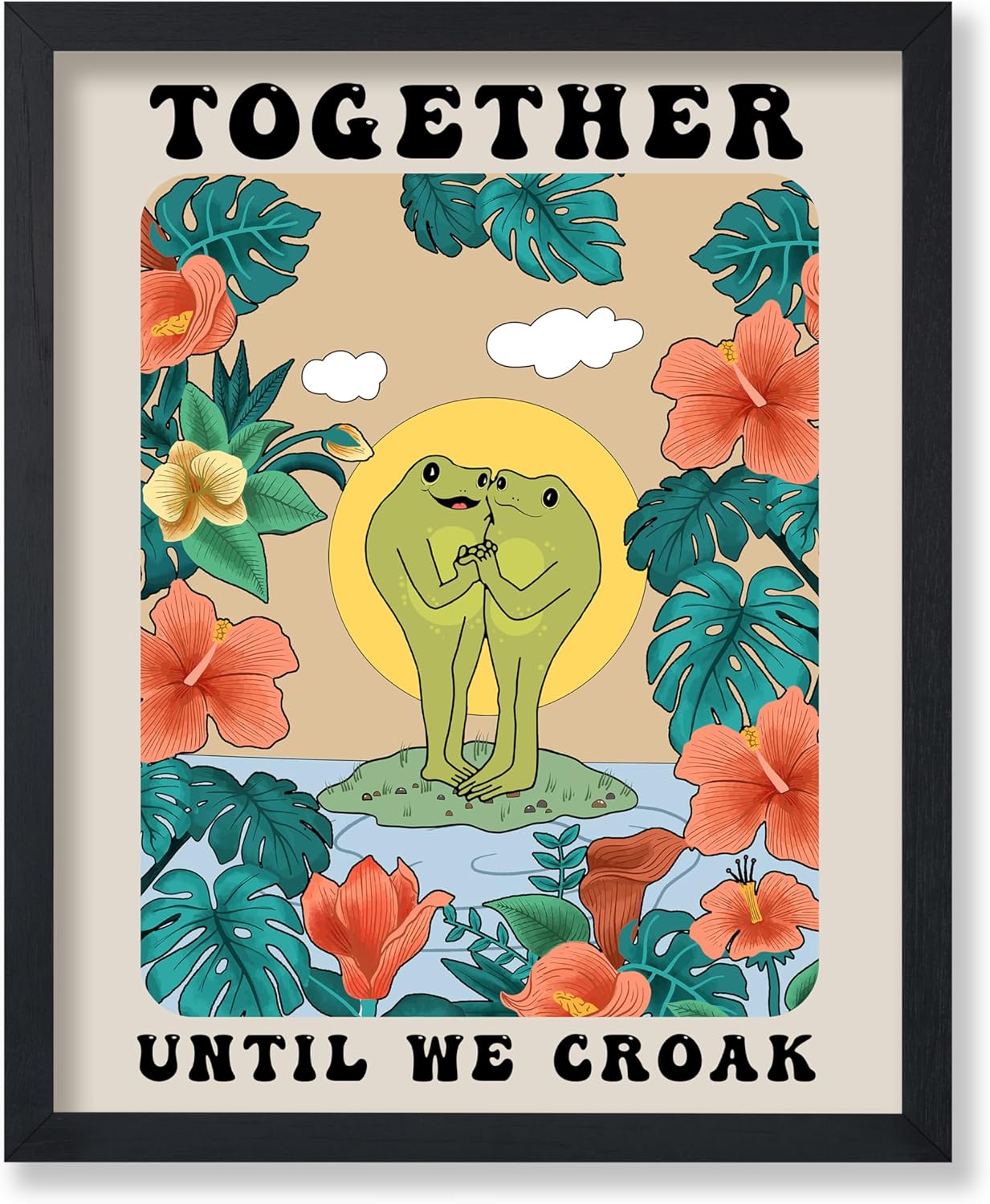 dashuaibi-Together Until We Croak Poster - Retro Tropical Frogs Print ...