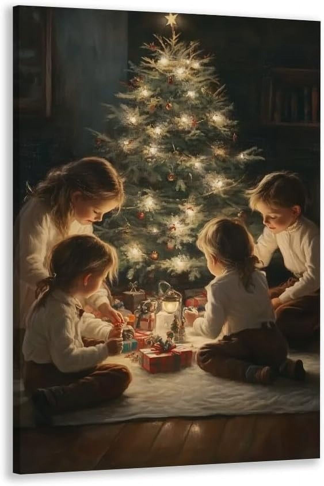 dashuaibi-Vintage Christmas Tree Light Poster,Retro Family Gathering ...