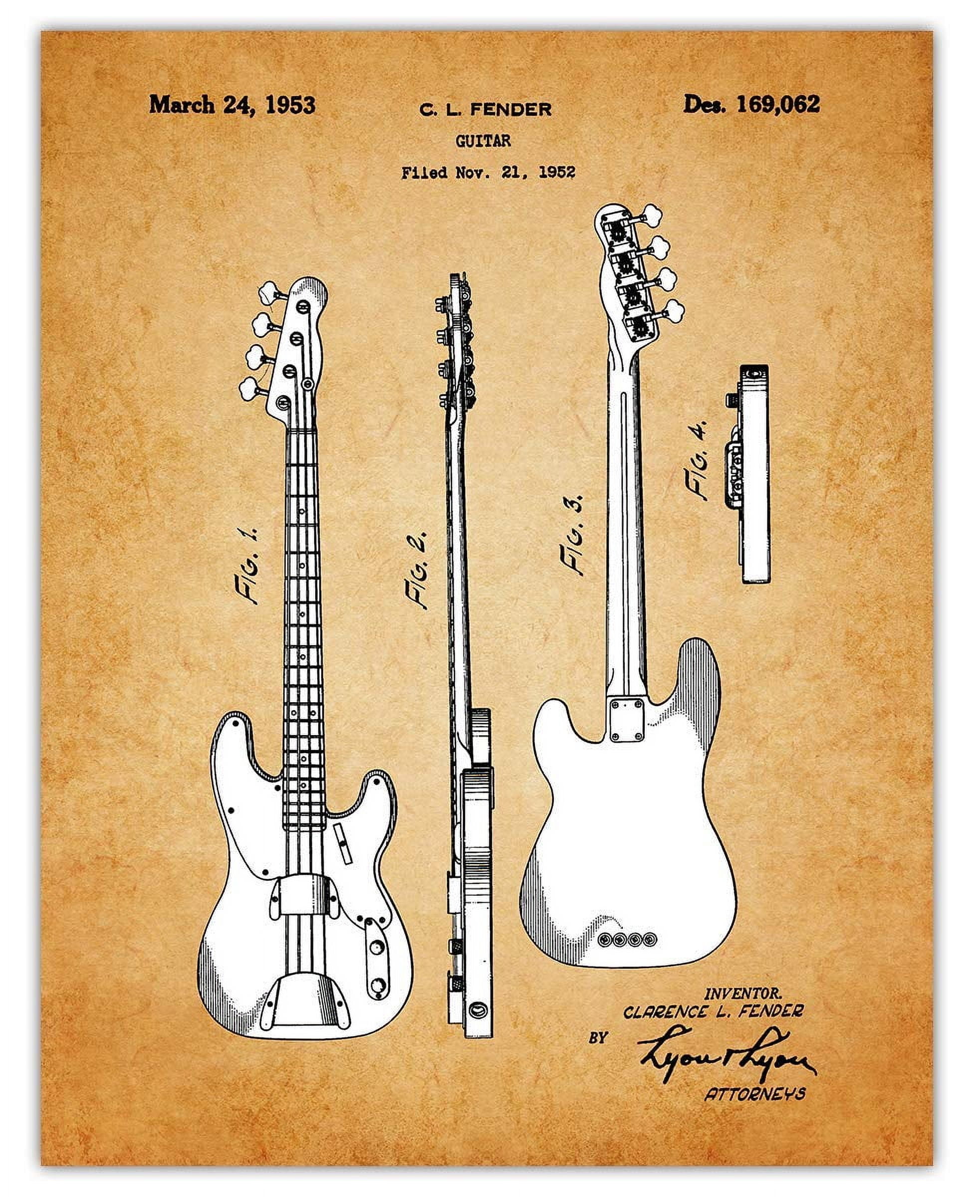 dashuaibi-Vintage Fender Guitar Patent Print, Aesthetic Wall Posters ...