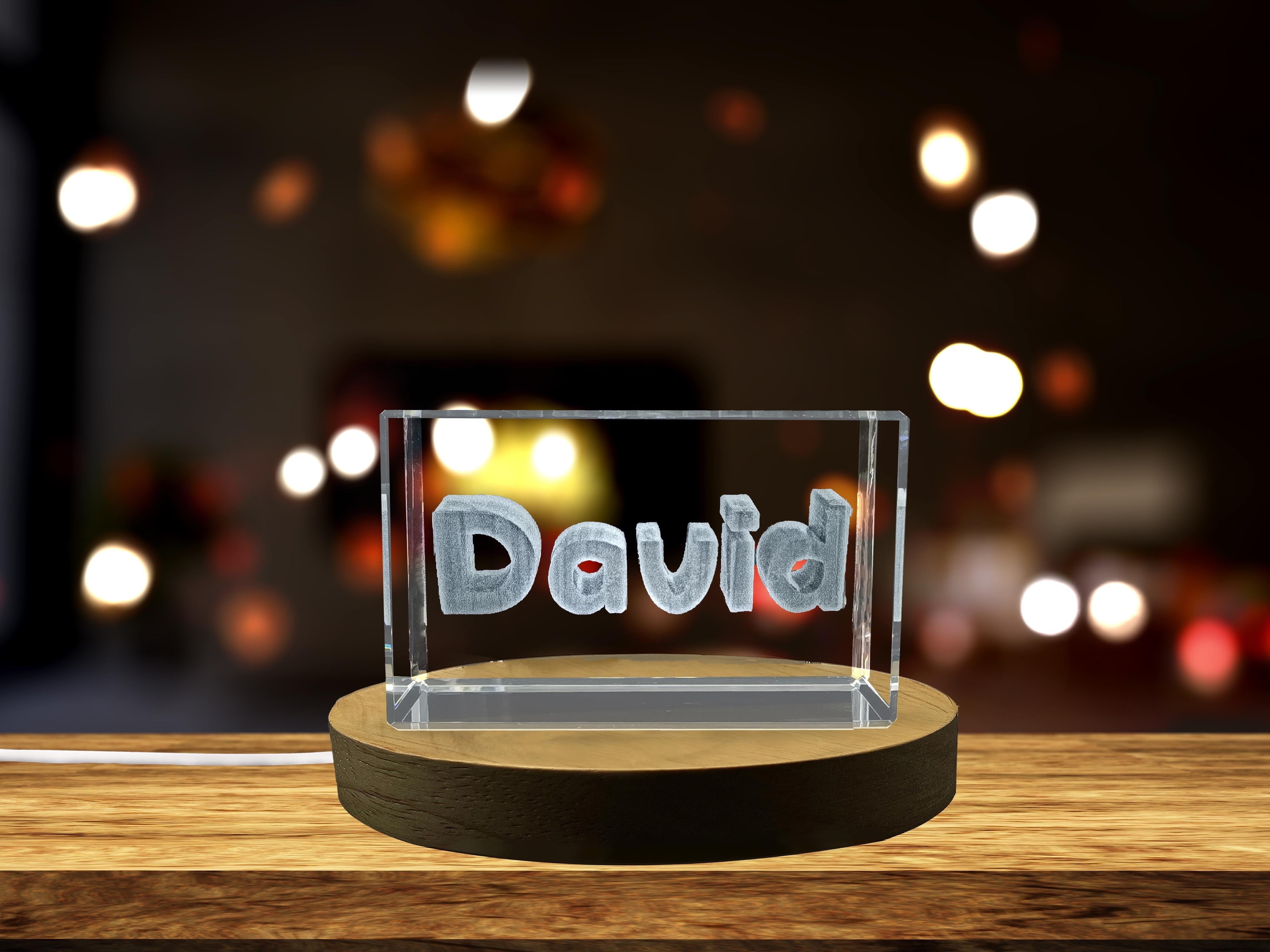 david| Names Art 3D Engraved Crystal - Walmart.com