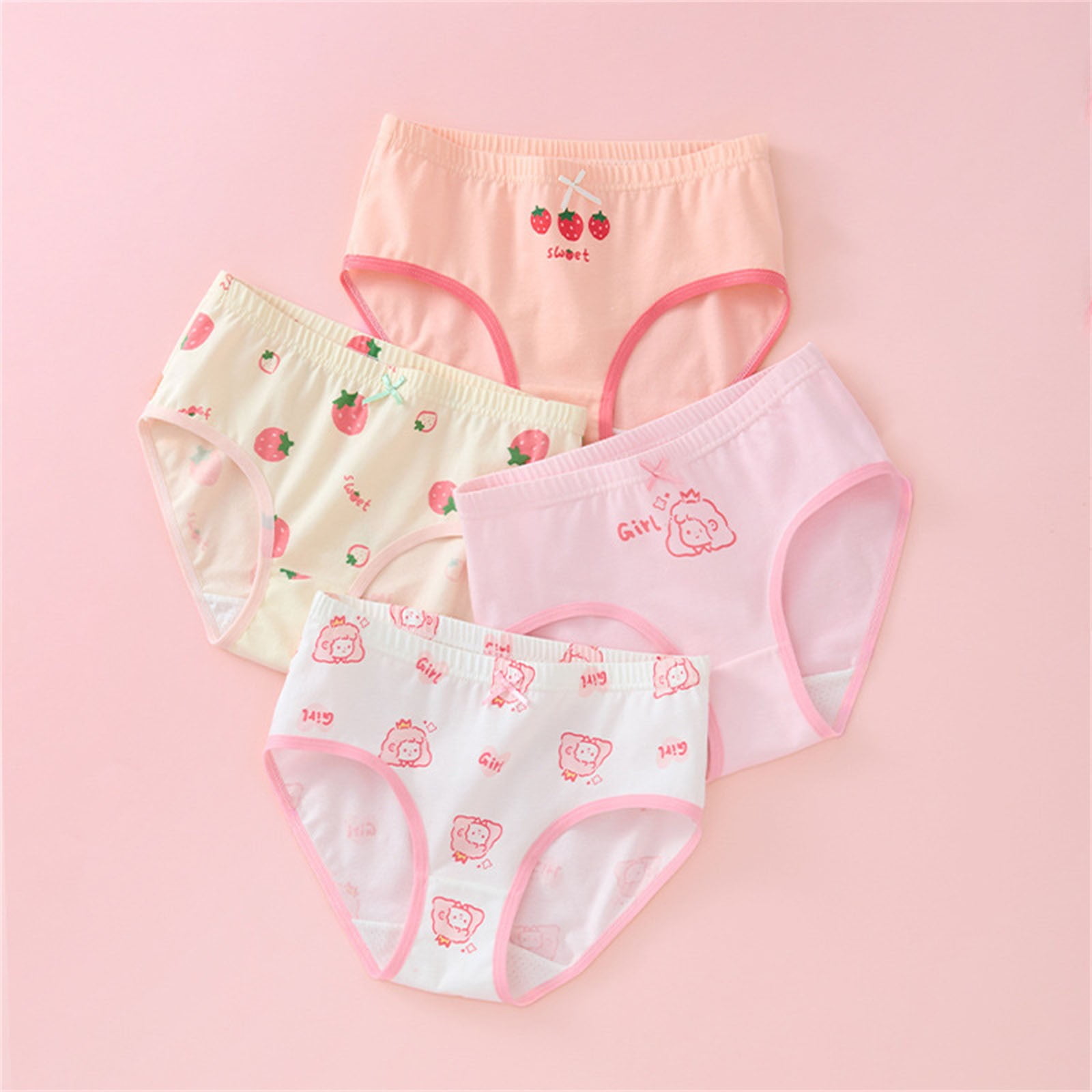 dazeni 4 Pack Girls Soft Underwear Kids Cute Cartoon Comfort Panty ...