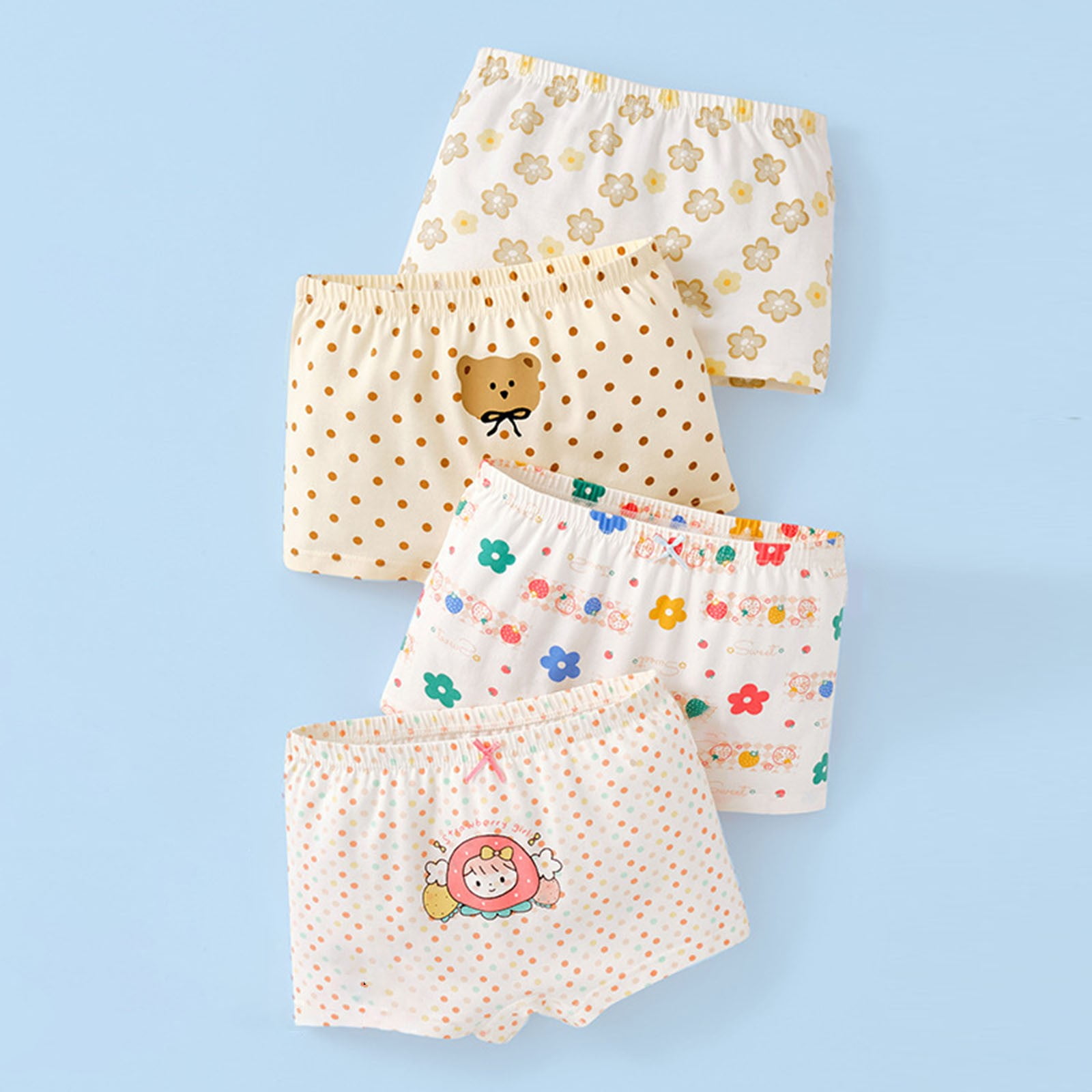 dazeni 4 Pack Girls Underwear Kids Briefs Panties Soft Cotton Boyshort ...