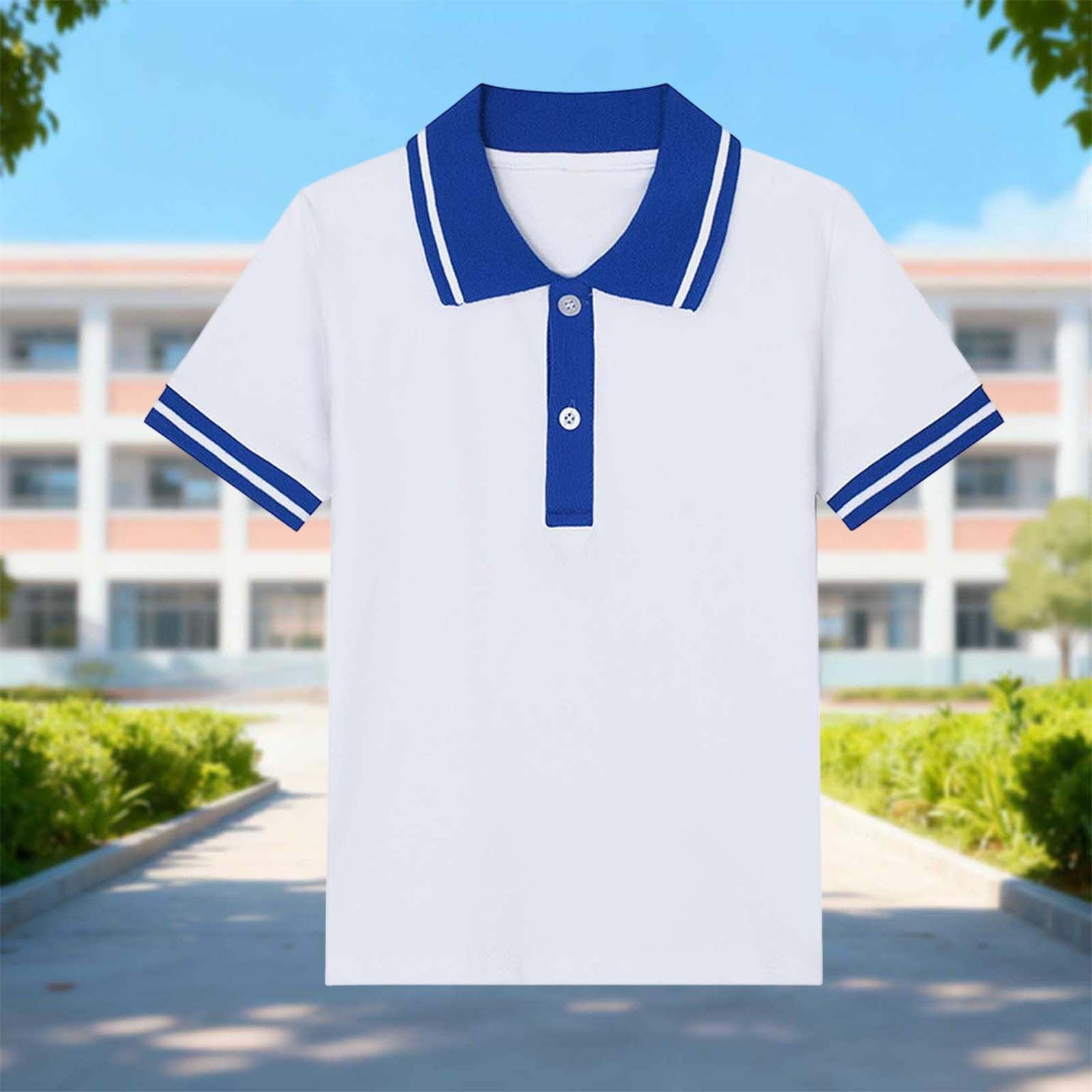 dazeni Boys Summer T Shirts Color Block School Uniform Shirts Cotton ...