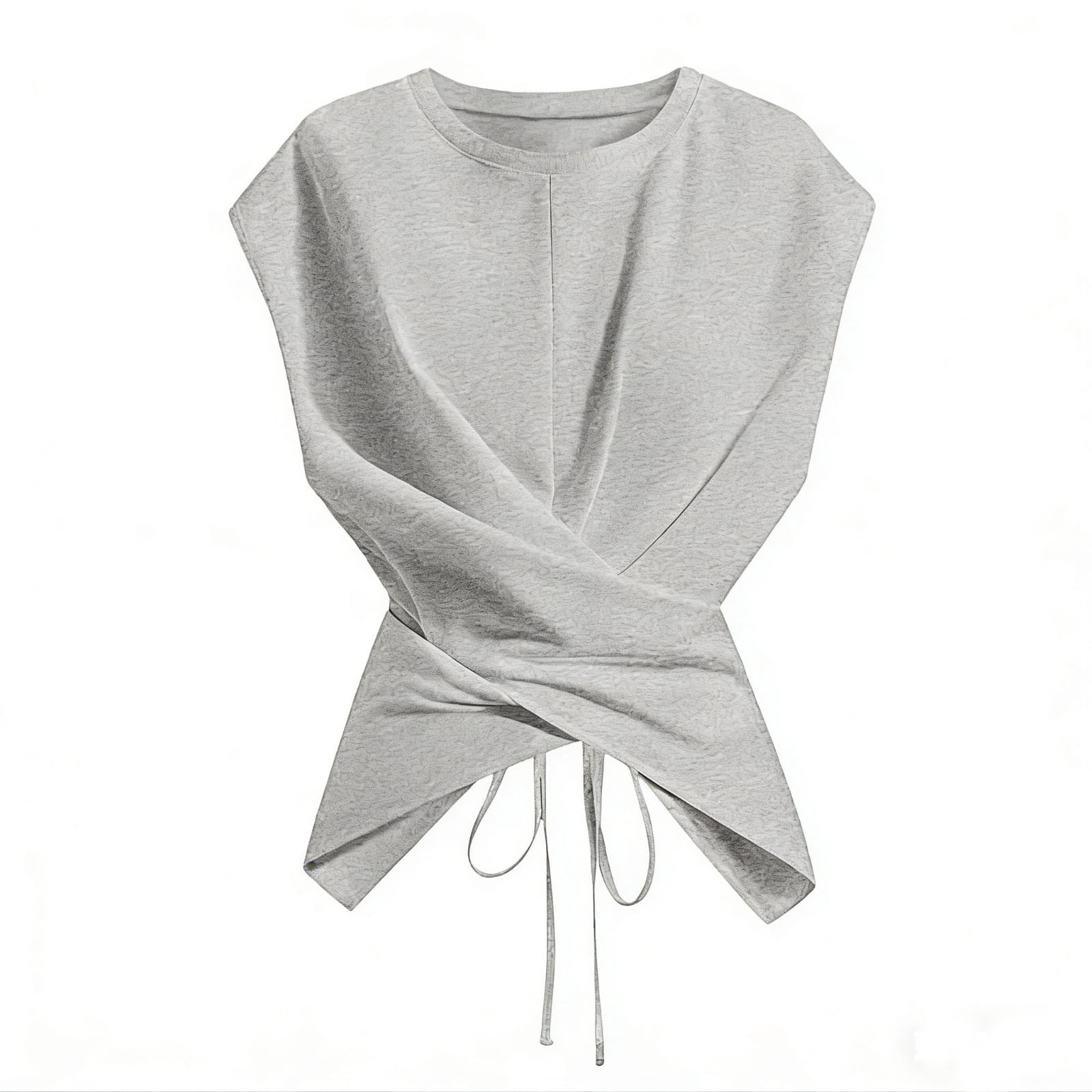 dazeni Cap Sleeve T Shirts Women Trendy Front Twist Cropped Tops Solid ...