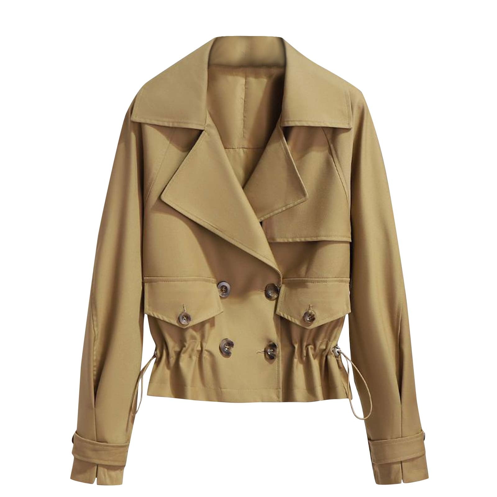 dazeni Clearance Prime Day Cropped Double Breasted Trench Coat Korean ...