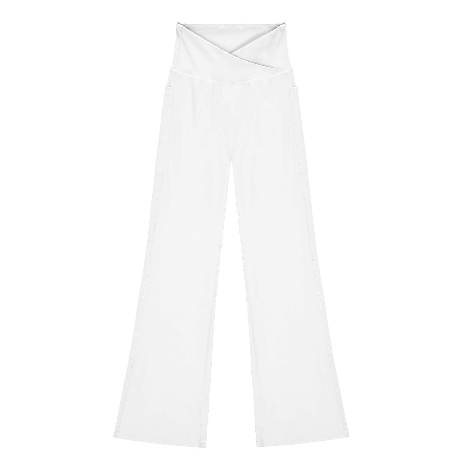 dazeni Girl's Athletic Leggings Flare Pants with Pockets High V Waisted ...