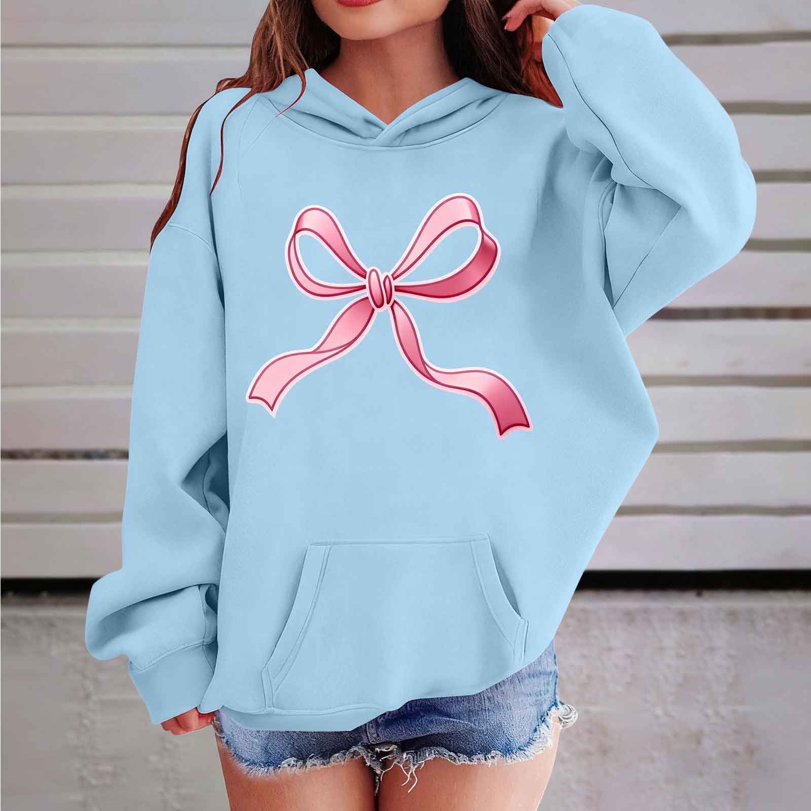 dazeni Girl's Oversized Bow Hoodies 3-15 Years Long Sleeve Pullover ...
