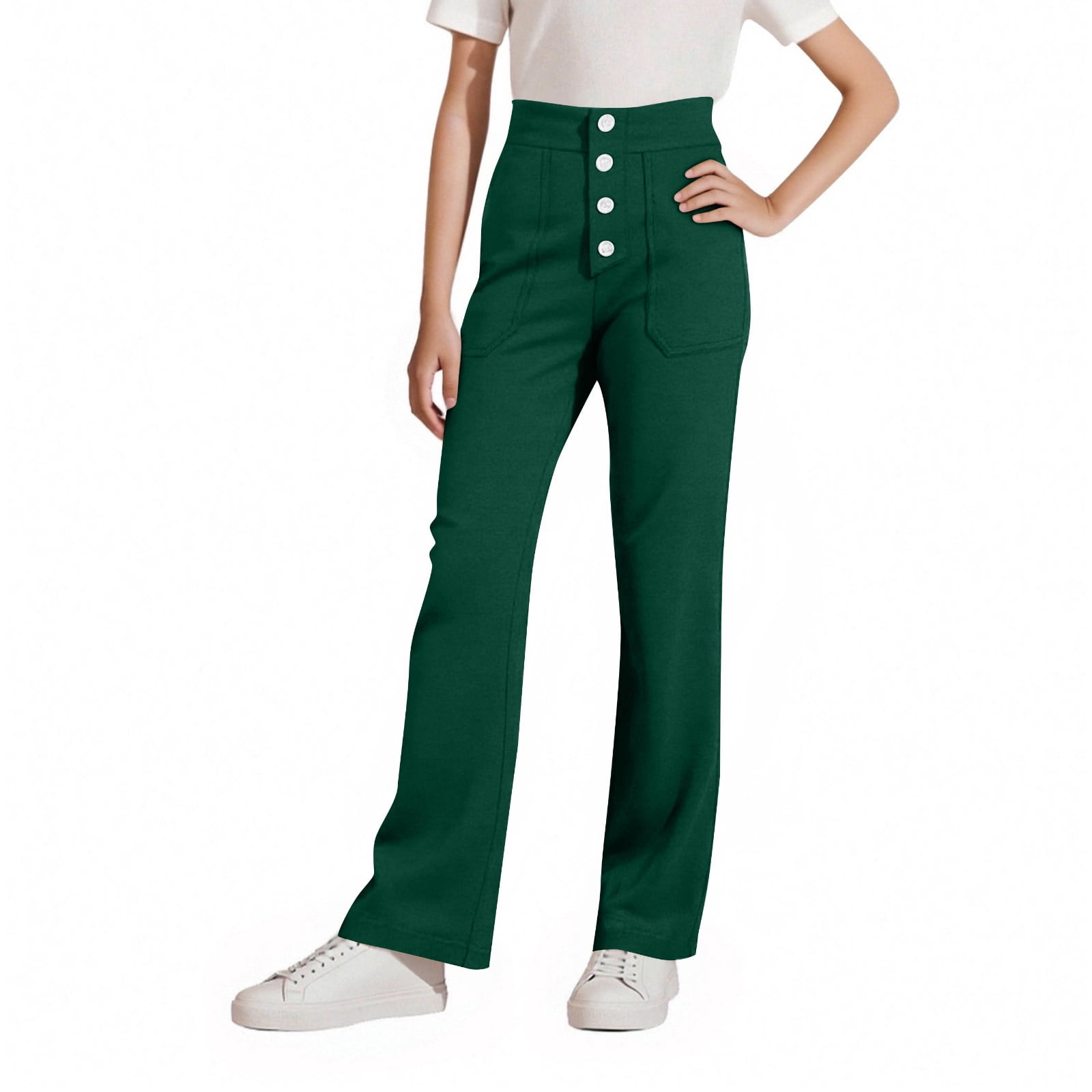 dazeni Girls Dress Pants Straight Leg Uniform Pants for Teen Girls ...