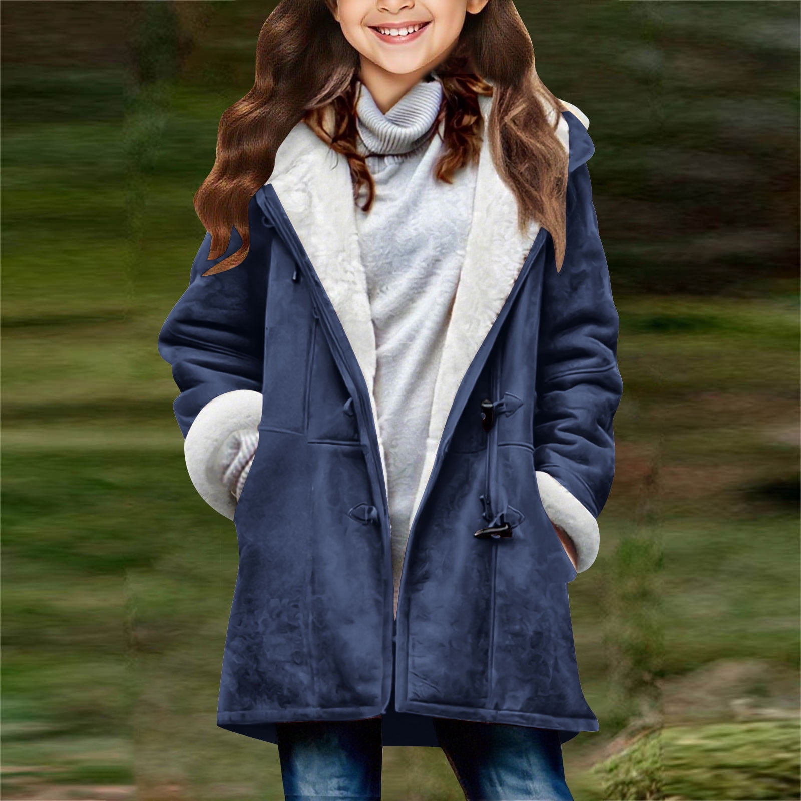 dazeni Girls Faux Suede Winter Coat Sherpa Lined Hooded Jackets Thermal ...