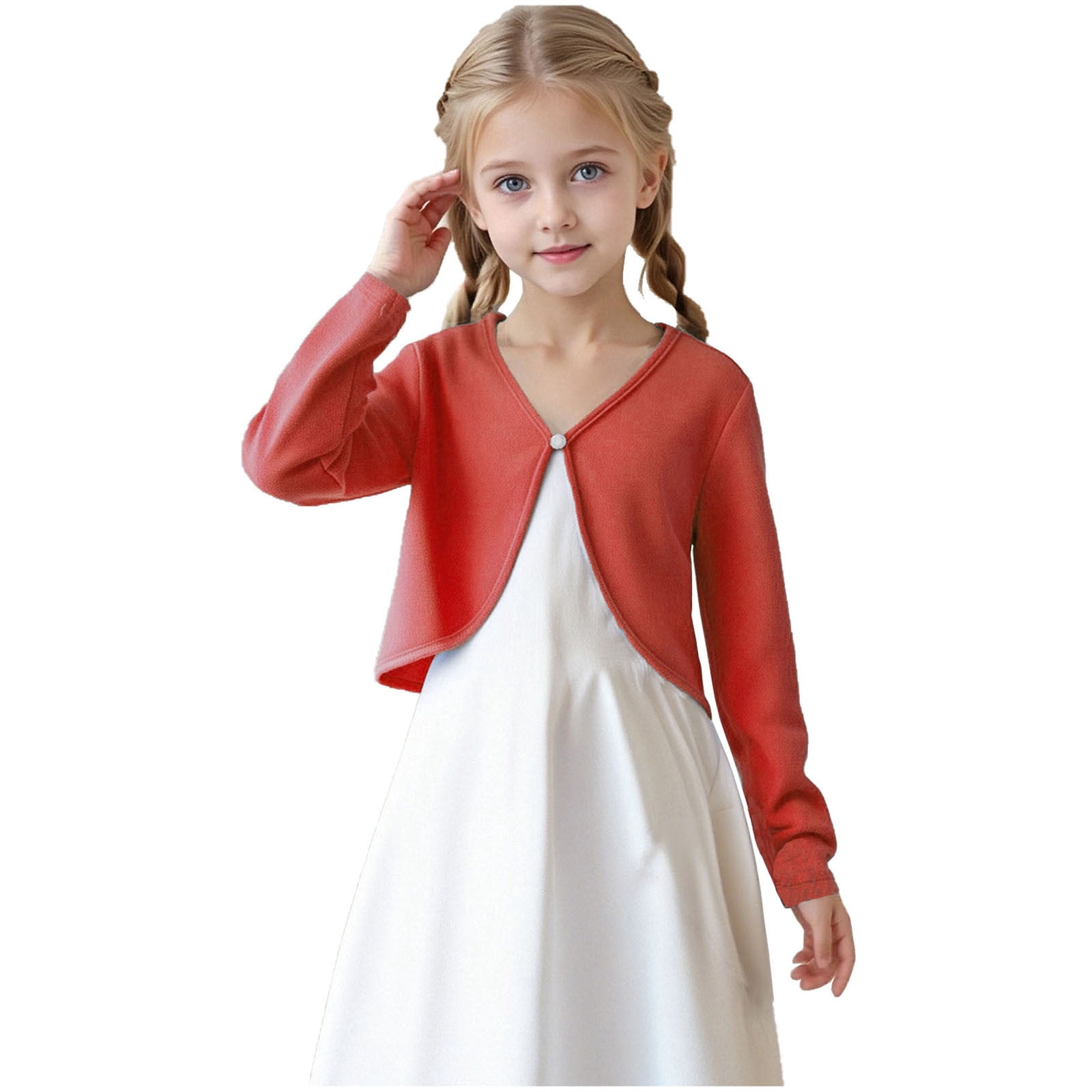 dazeni Girls Long Sleeve Cardigan Toddler Cute Dressy Cardigan Tops ...