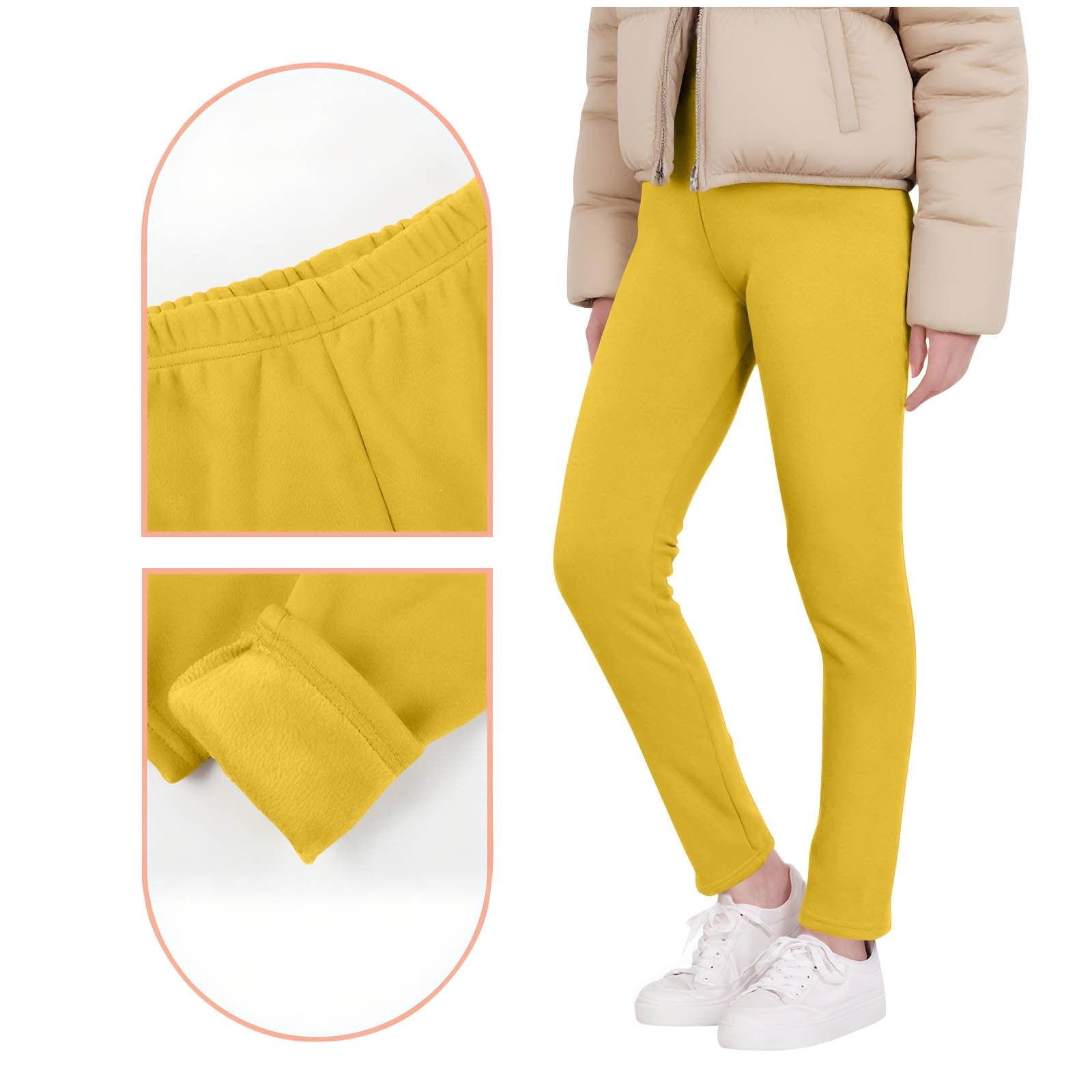 dazeni Girls Sherpa Lined Leggings Comfy Seamless Fleece Workout Yoga ...