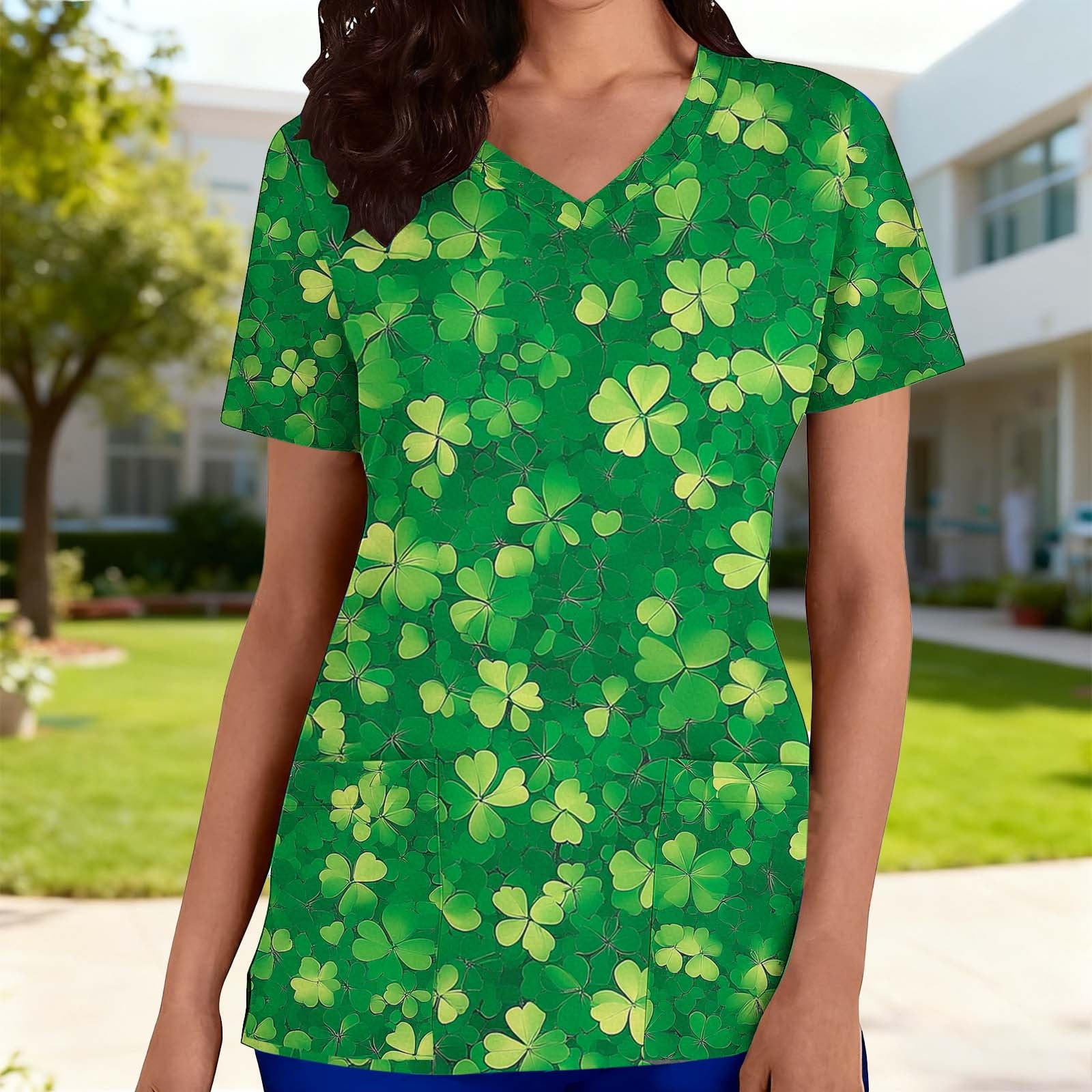 dazeni Holiday Scrub Tops Women 4 Way Stretch V Neck Scrub Tops Soft ...