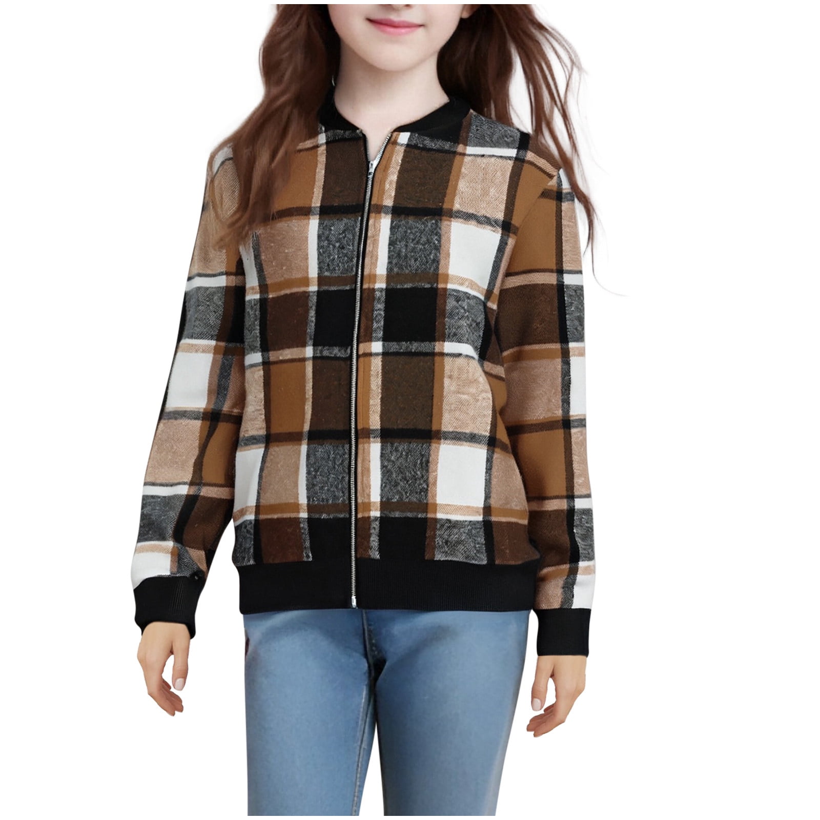dazeni Kids Fall Jackets Lightweight Full Zip up Coat Fashion Long ...