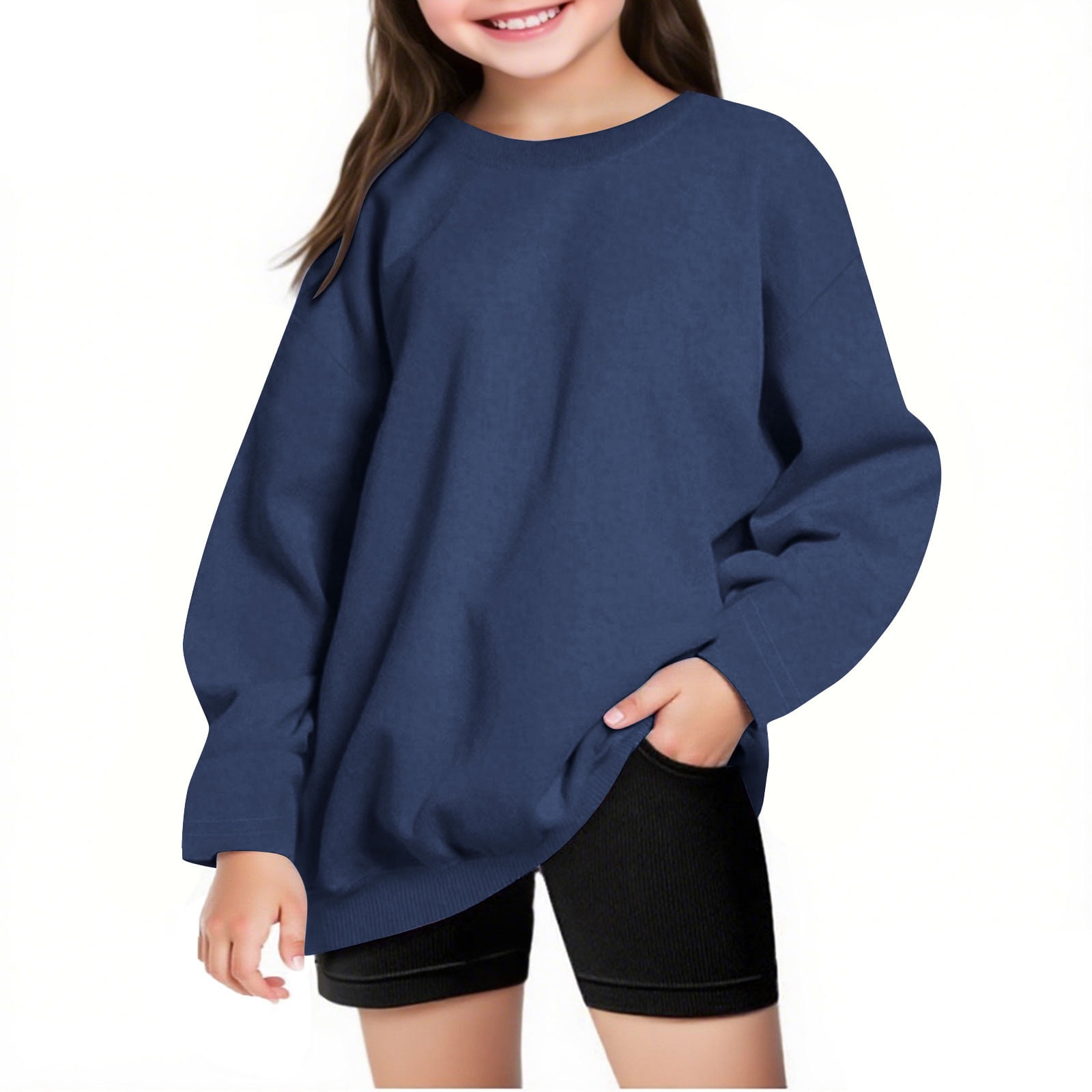 dazeni Kids Oversized Sweatshirt Lightweight Fall Crewneck Long Sleeve ...