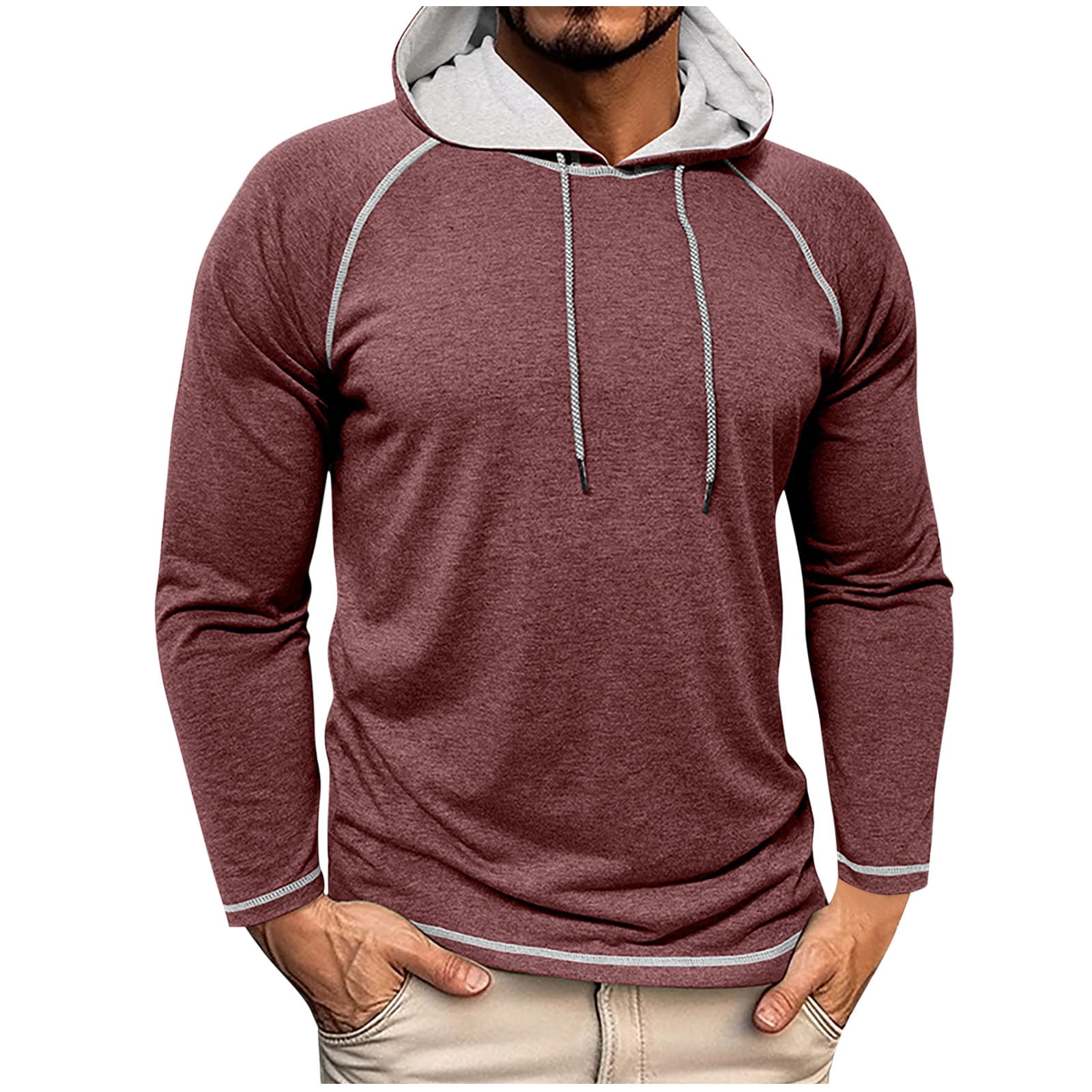 dazeni Men's Athletic Hooded Shirts Lightweight Long Sleeve Workout ...