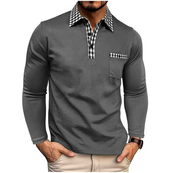 dazeni Men's Long Sleeve Henley Shirts Patchwork Stand Collar Half ...