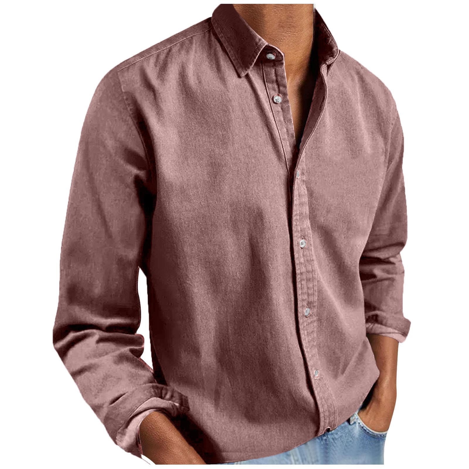 dazeni Men's Long Sleeve Shirts Classic Lapel Button Down Shirts ...