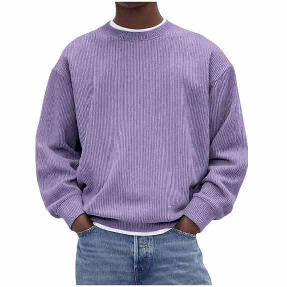 dazeni Mens Corduroy Sweatshirt Casual Solid Crewneck Pullover Spring ...