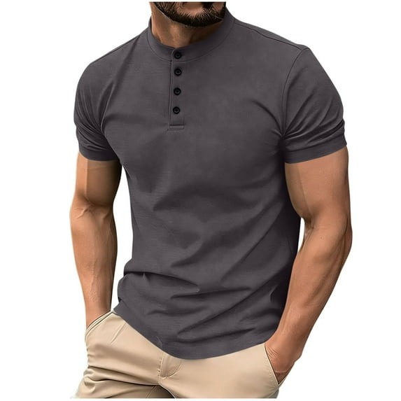 dazeni Mens Henley Shirts Slim Fit Short Sleeve Casual Basic Tee Summer ...