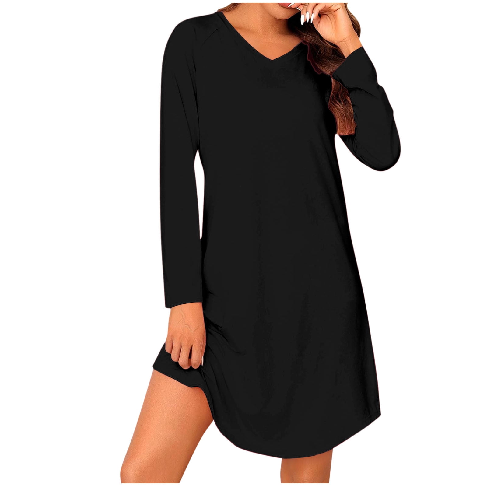 dazeni Pajamams Nightgowns for Women Long Sleeve Night Shirts Sleepwear ...