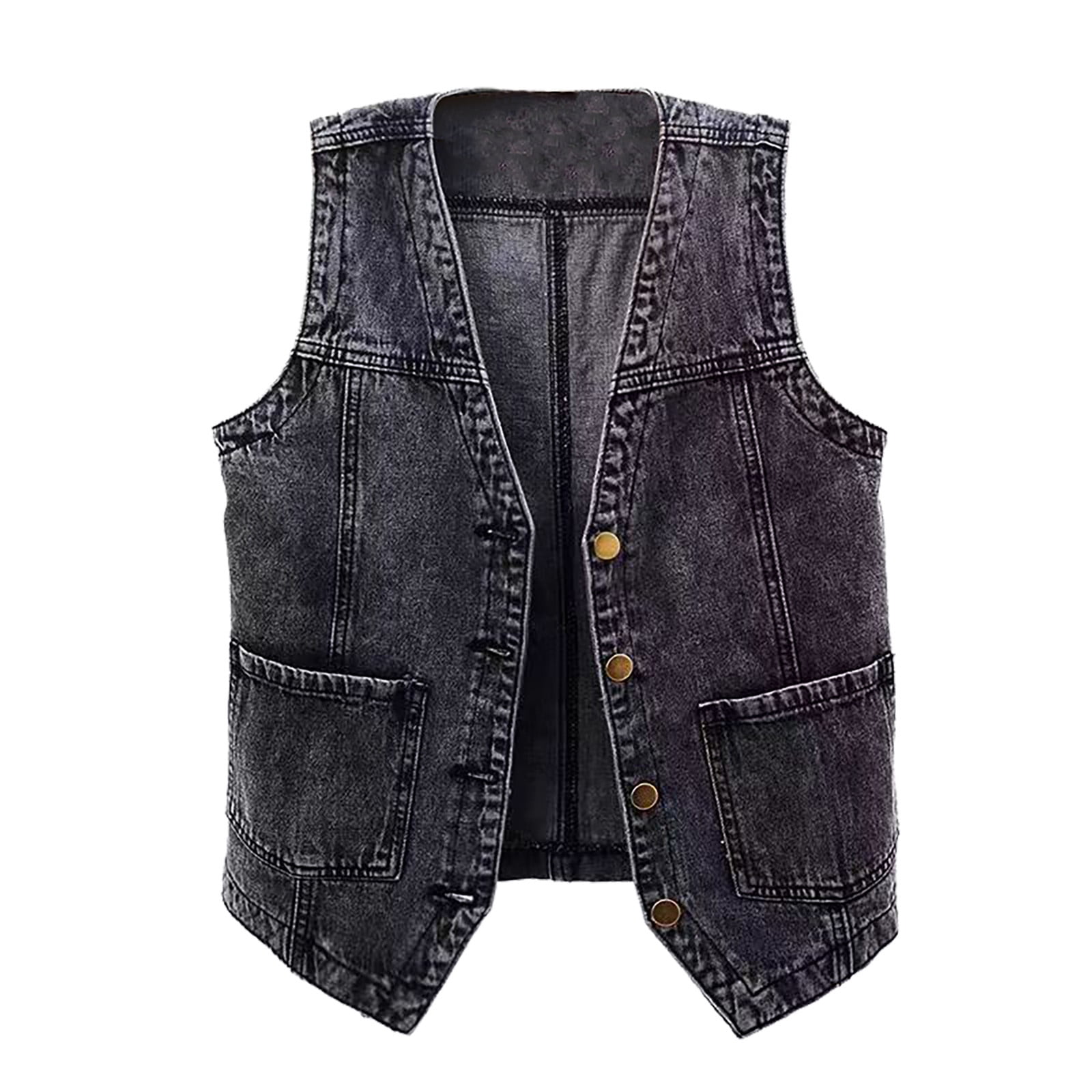 dazeni Prime Day Deals Today Womens Denim Jean Vest Classic Cropped ...
