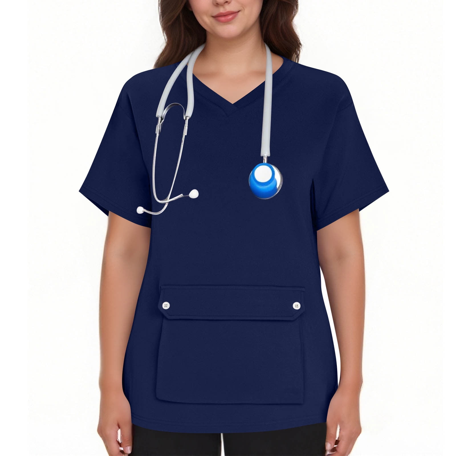 dazeni Scrubs Top for Women Soft Stretch V Neck Medical Scrub Tops ...