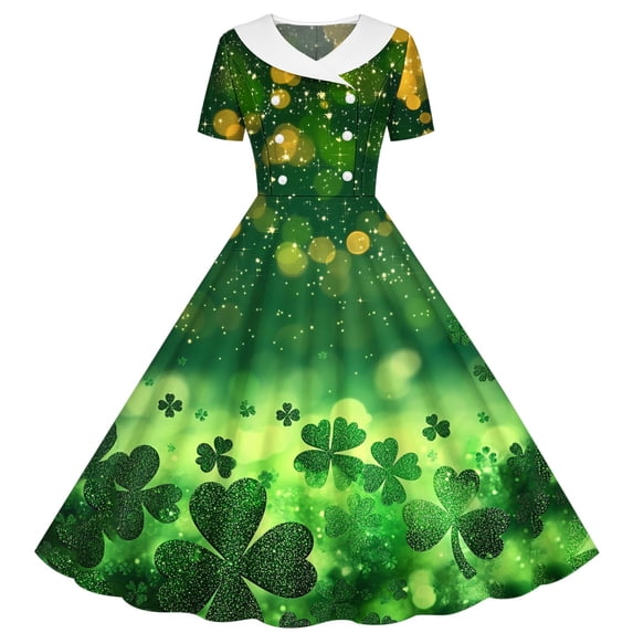 dazeni St Patricks Day Dresses for Girls Shamrock Vintage A Line Swing ...