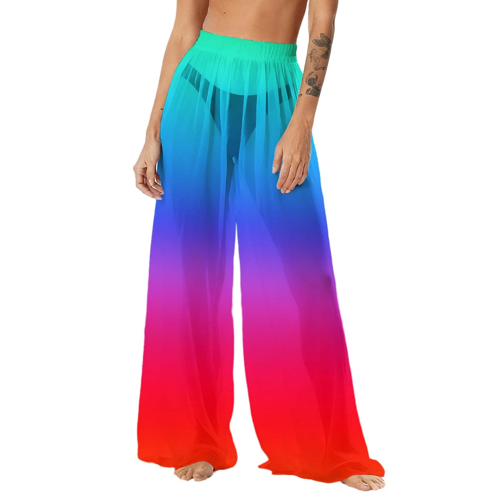 dazeni Swimsuit Coverup for Women See-Through Mesh High Waisted Long ...