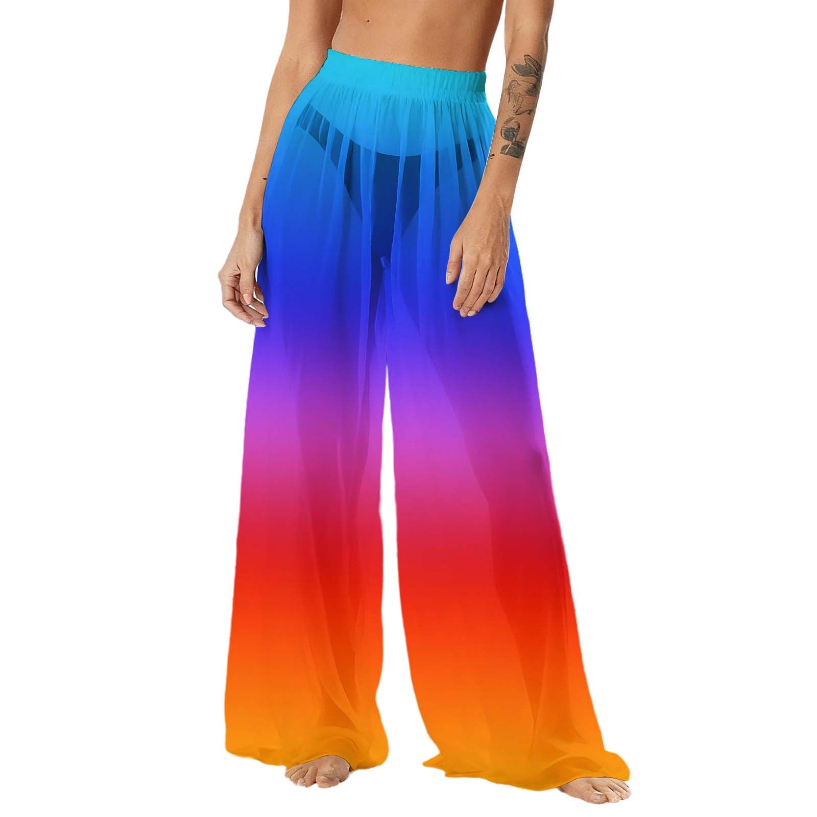 dazeni Swimsuit Coverup for Women See-Through Mesh High Waisted Long ...