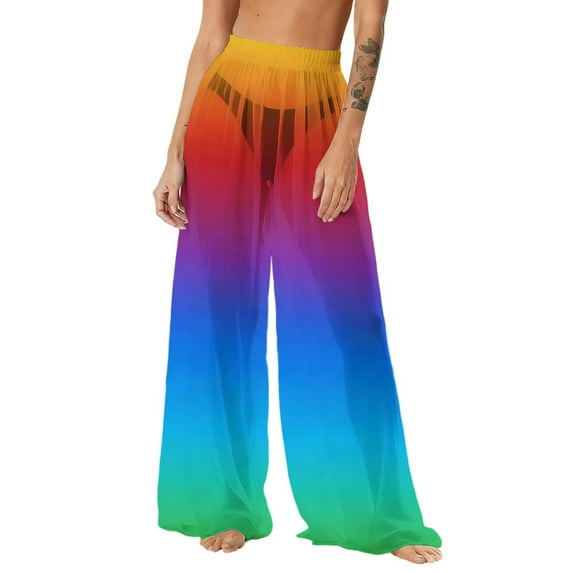 dazeni Swimsuit Coverup for Women See-Through Mesh High Waisted Long ...