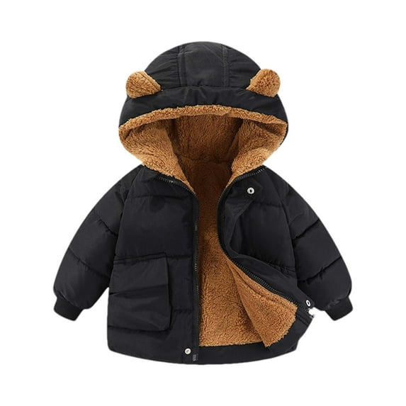 dazeni Toddler Winter Warm Fleece Coat Boys Girls Cute Bear Ear Hooded Jackets with Pockets ...