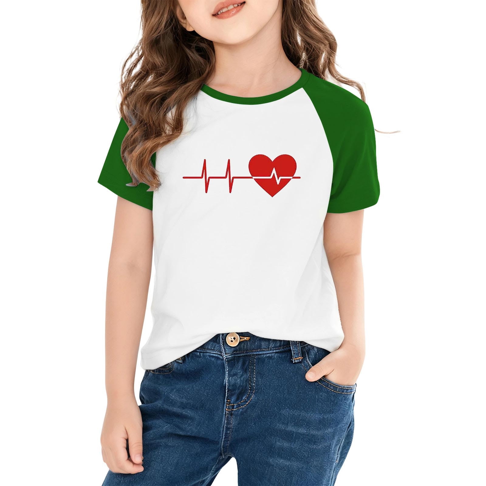 dazeni Valentines Heart Shirts for Boy Girl Color Block Love Heart ...
