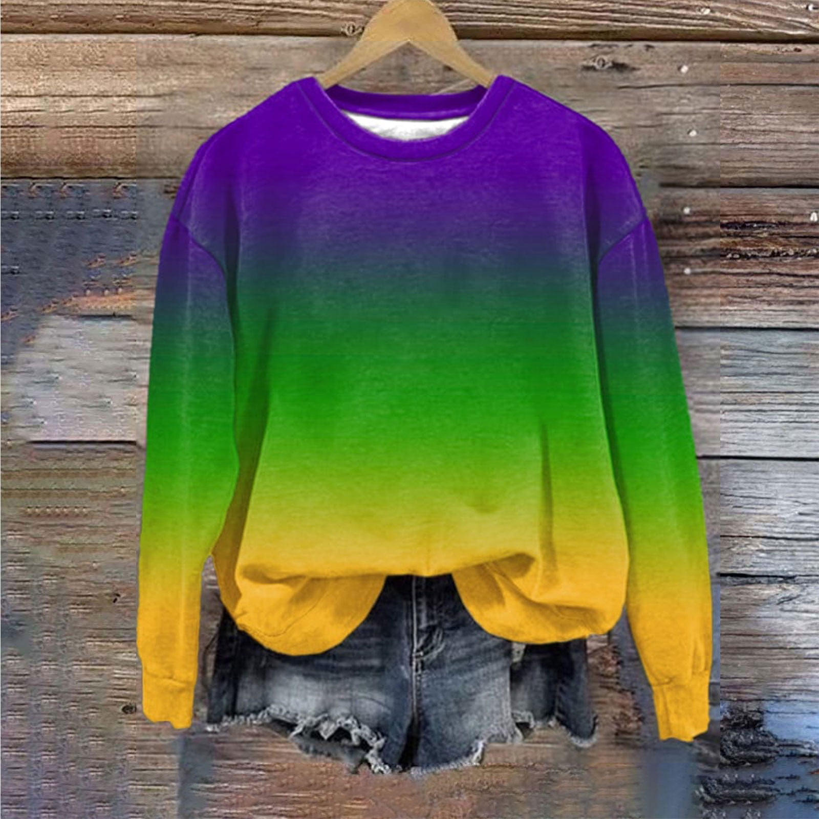 dazeni Women's Crewneck Sweatshirts Mardi Gras Long Sleeve Shirts ...