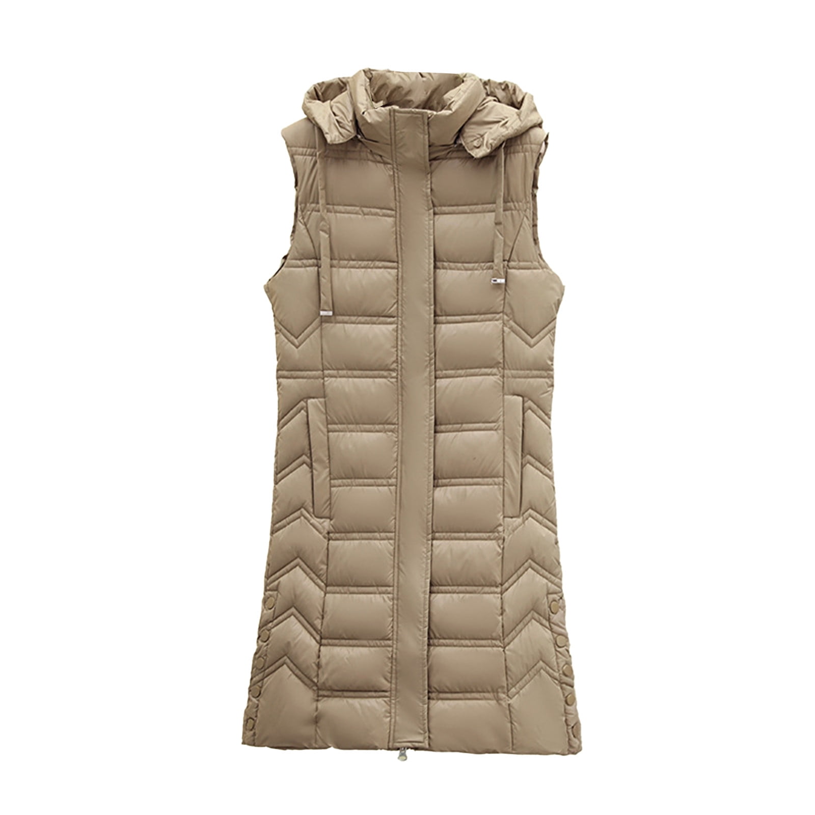 dazeni Women's Long Puffer Vest Zip Up Warm Hooded Vest Sleeveless ...