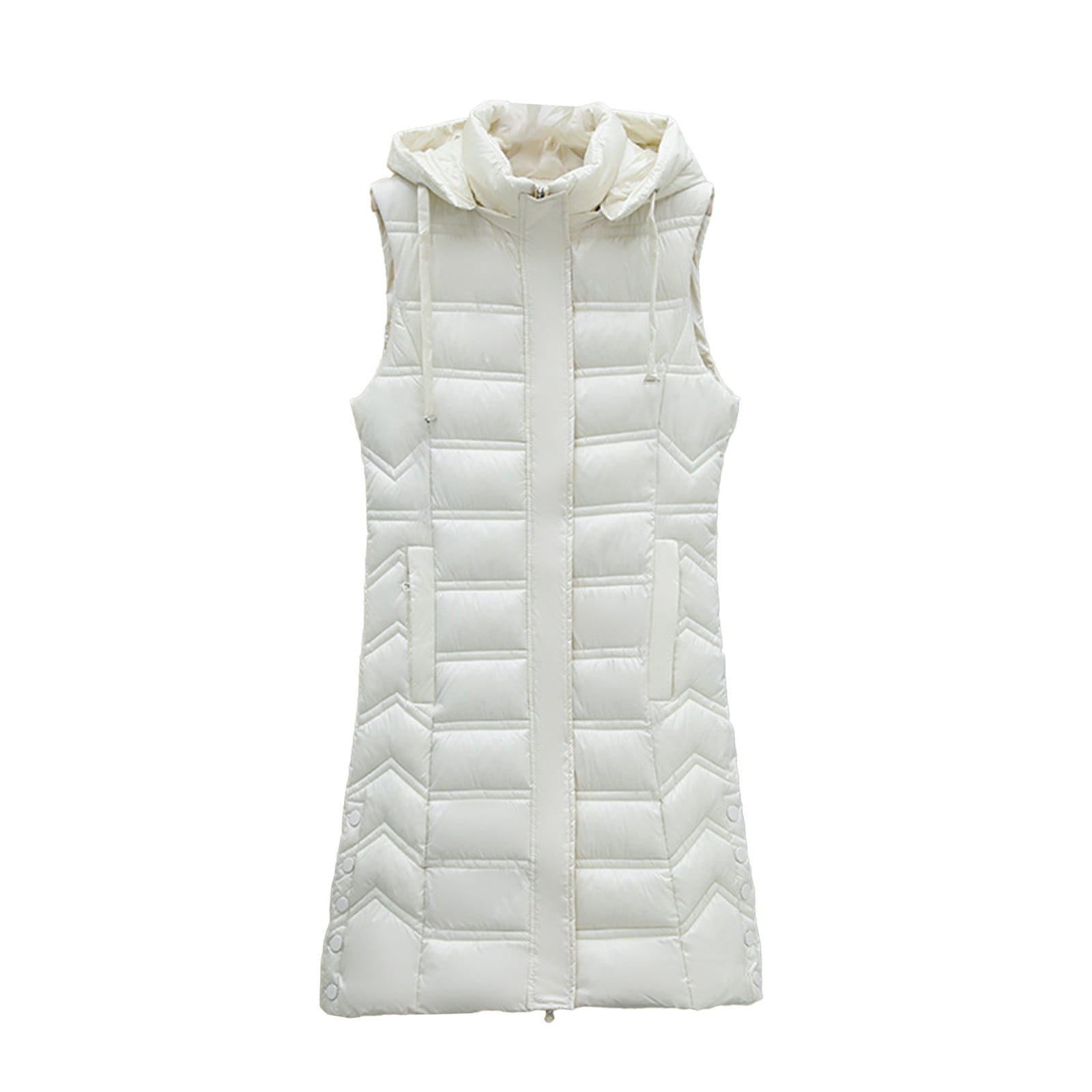 dazeni Women's Long Puffer Vest Zip Up Warm Hooded Vest Sleeveless ...