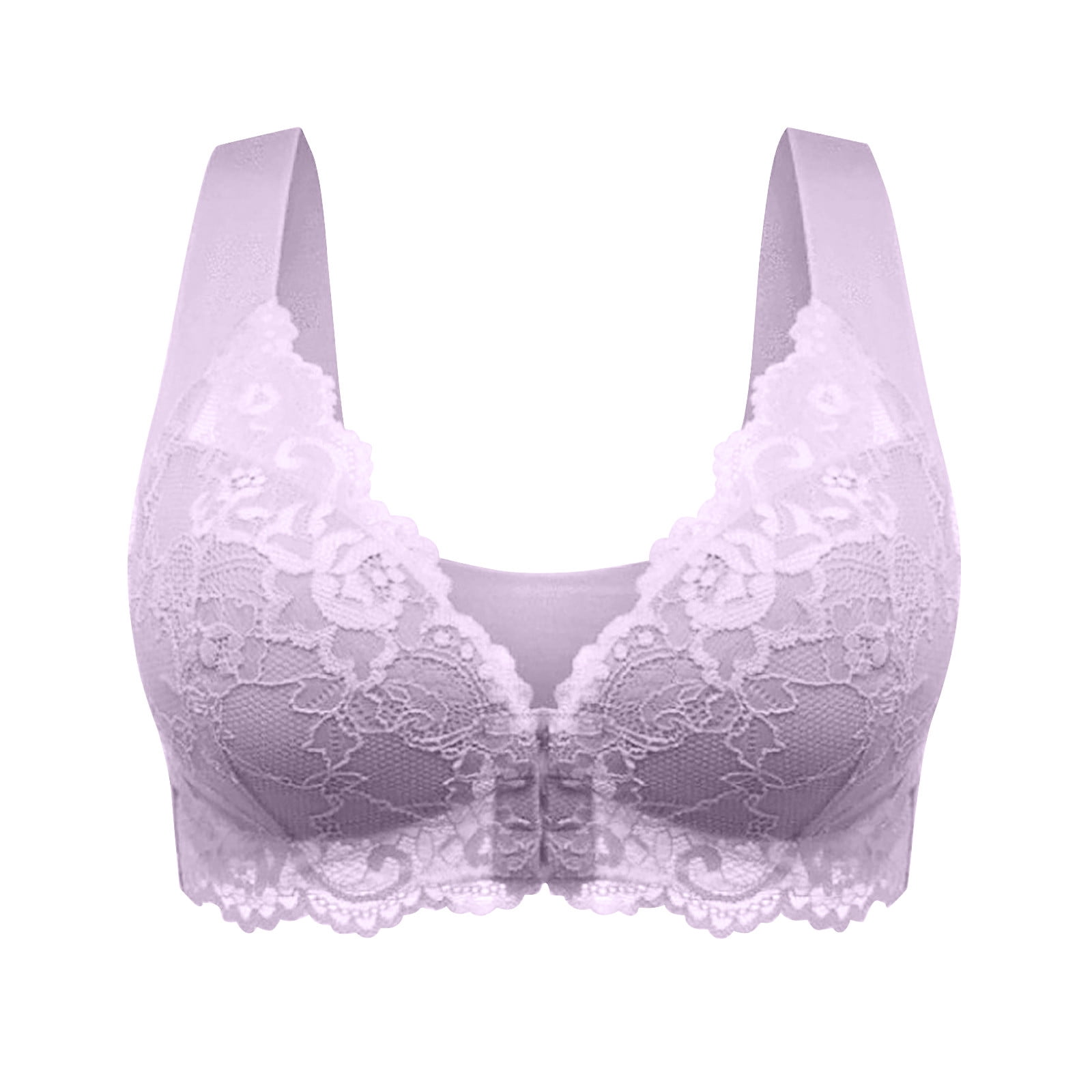 dazeni Women's Plus Size Wireless Bra Floral Lace Criss Cross Scallop ...