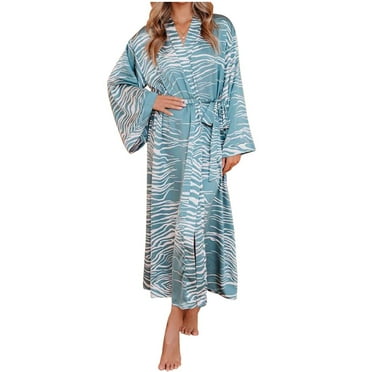 Just Love Velour Kimono Robe Hooded Bath Robes for Women Maxi Length ...