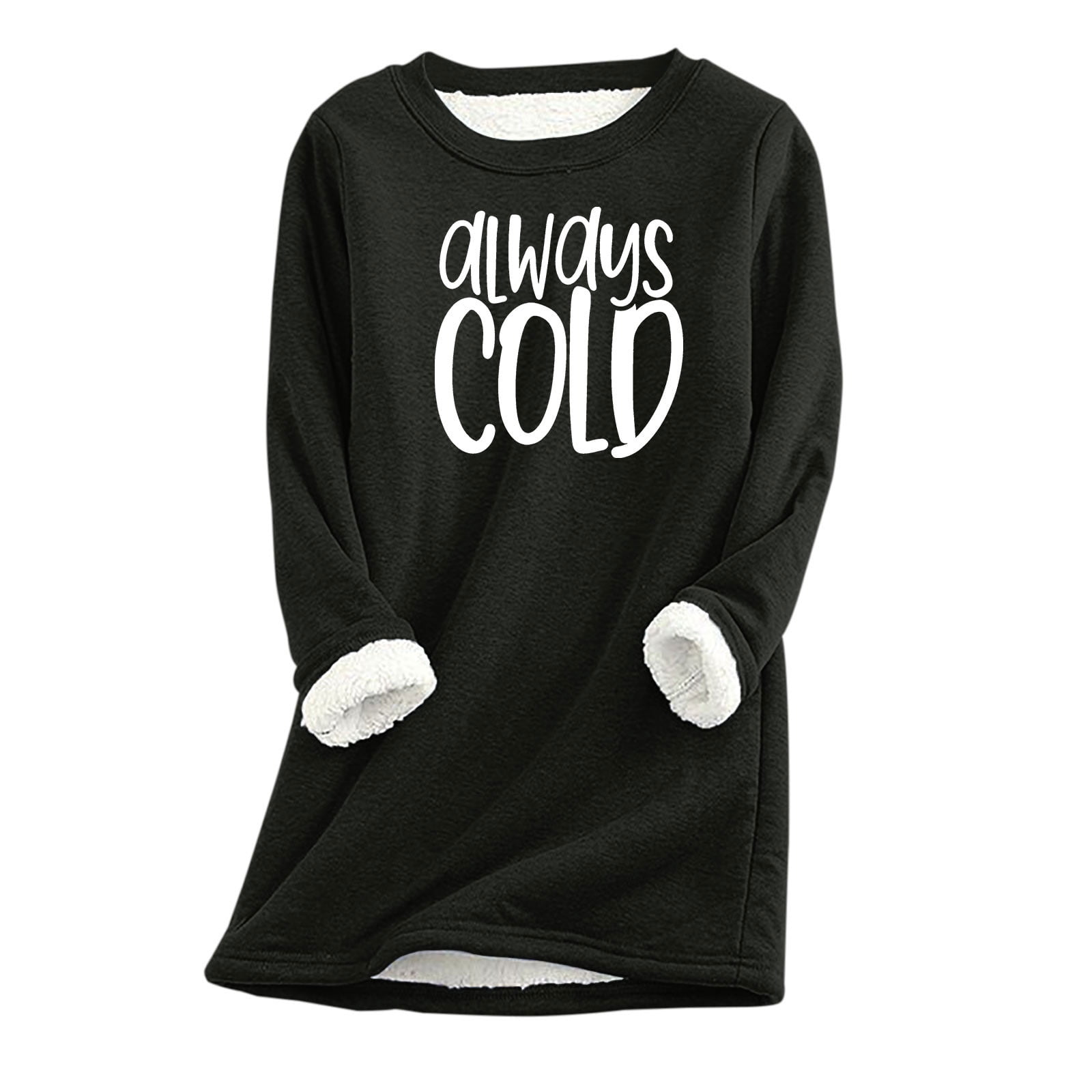 dazeni Women's Thermal Warm Sherpa Lined Tops Crewneck Fleece ...