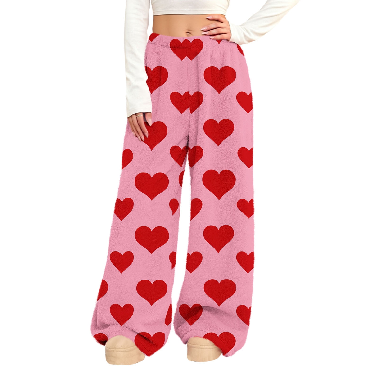 dazeni Womens Valentine's Day Pajamas Pants Soft Flannel Straight Leg ...