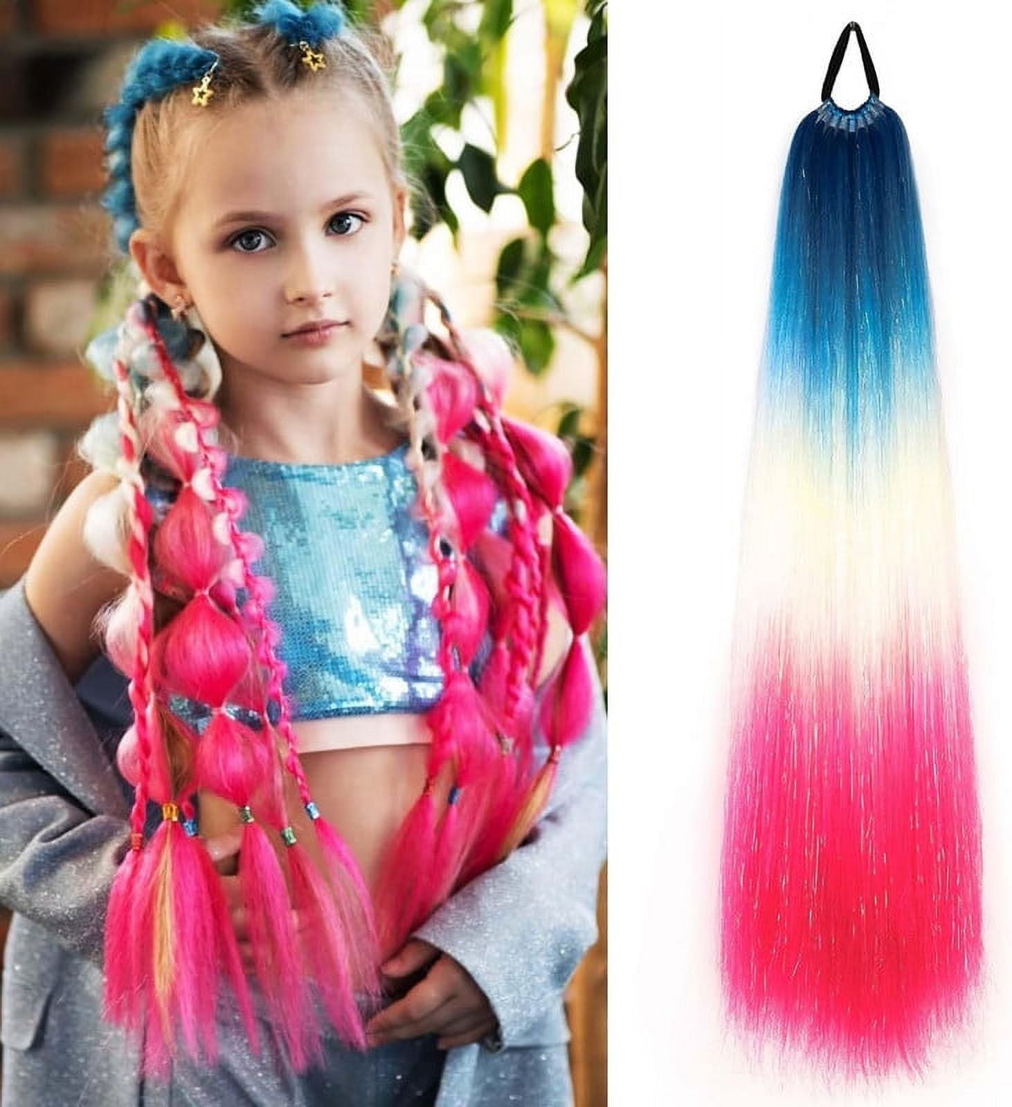 dazyhair Rainbow Ponytail Extensions With Hair Tie 1 Packs Coloured ...