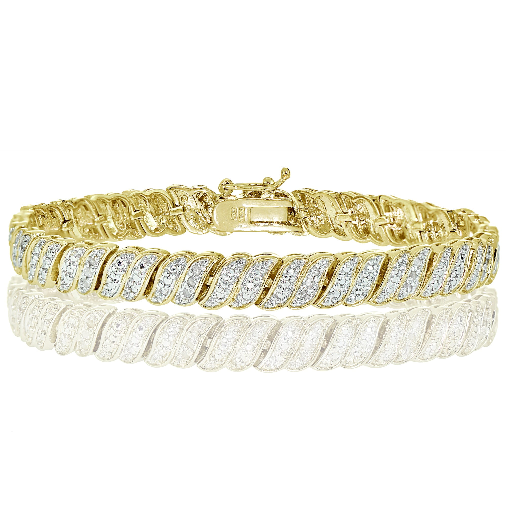 db Designs Wave Link Gold Tone Diamond Bracelet 0.25 ct. t.w. 7.5 in ...