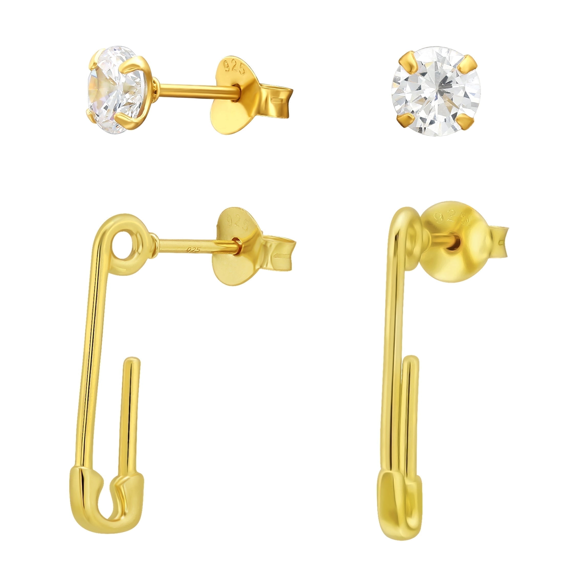 db deadbeat Solid 925 Sterling Silver with 24K Gold Plated Safety Pin ...