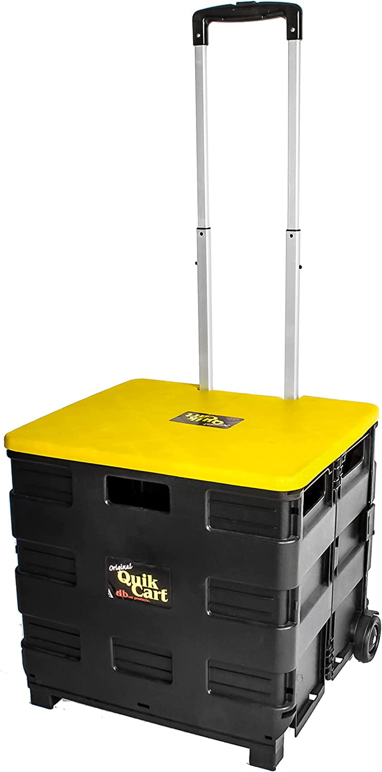 Dbest Products Quik Cart Collapsible Rolling Crate On Wheels For Teachers Tote Basket 80 Lbs