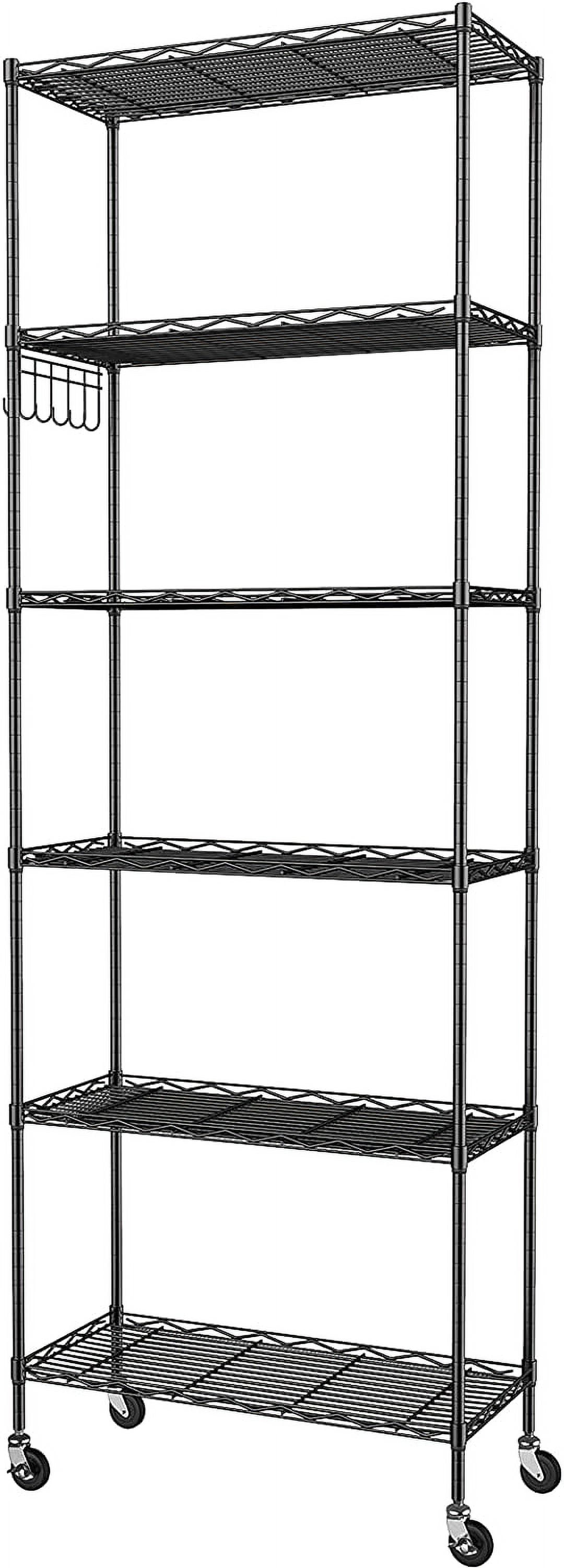 dbtygrnmi 5 Tier Adjustable Rolling Storage Shelves Heavy Duty Wire ...