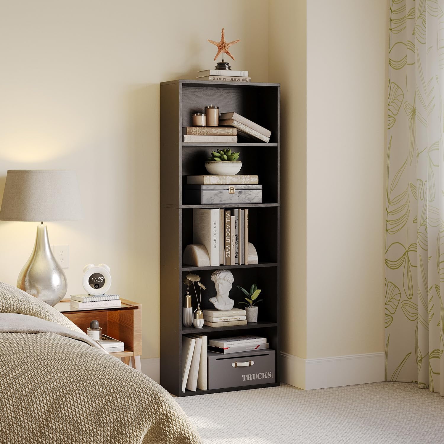 dbtygrnmi Narrow Bookshelf 2-Tier Open Bookcase Coner Shelf Storage ...