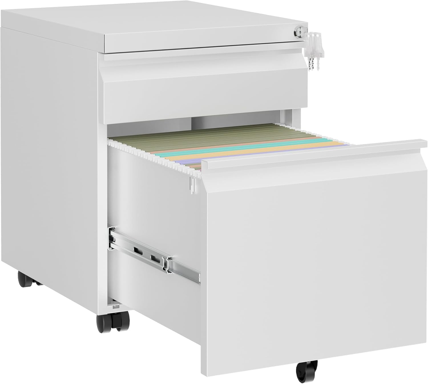 dbuibni 3 Drawers Slim File Cabinet Metal Filing Cabinet with Lock ...