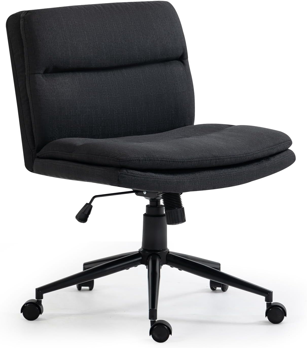 dbuibni Armless Walnut Chair with Wheels PU Leather Adjustable Wide ...