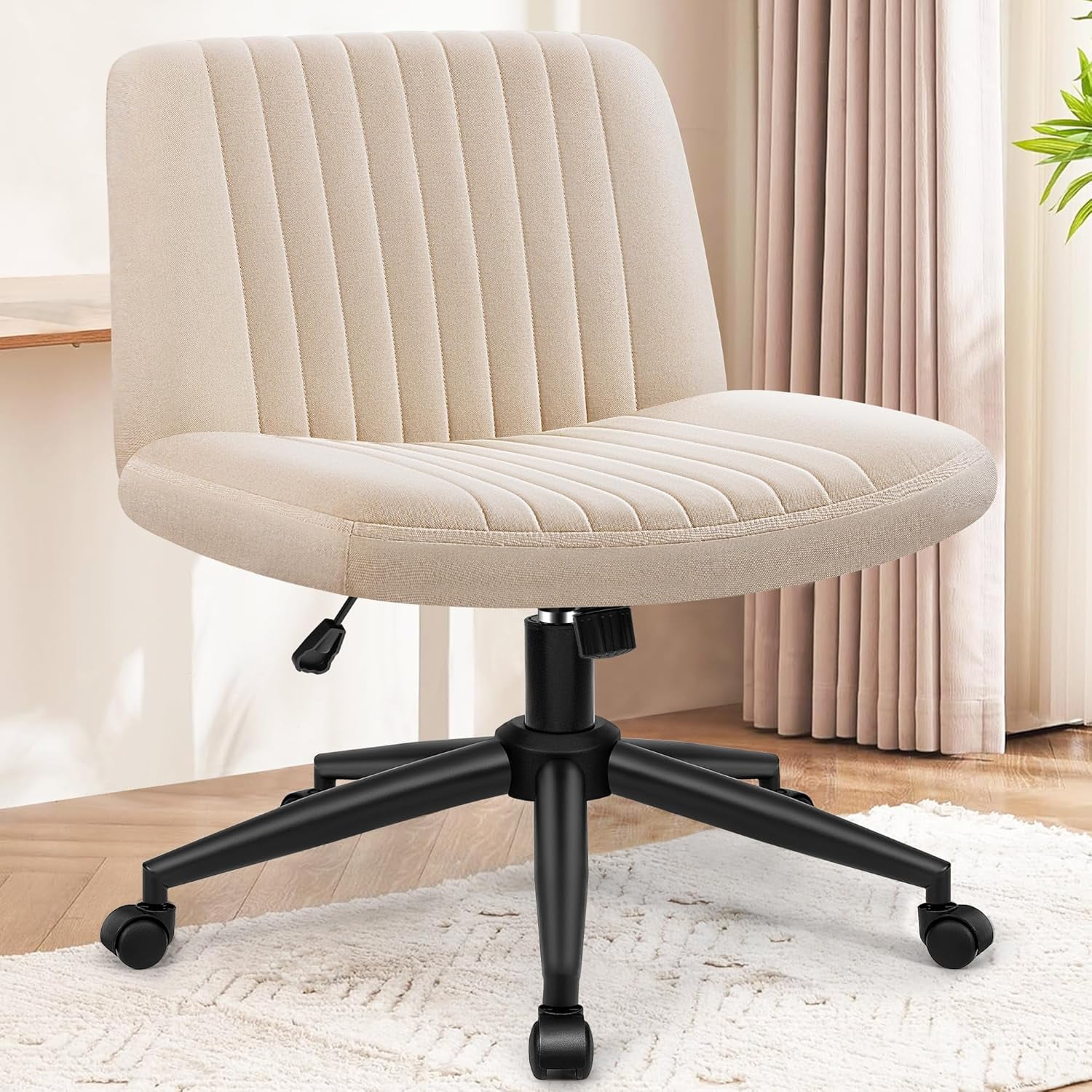 dbuibni Criss Cross Chair Comfy Cross Legged Makeup Vanity Chair Wheels ...