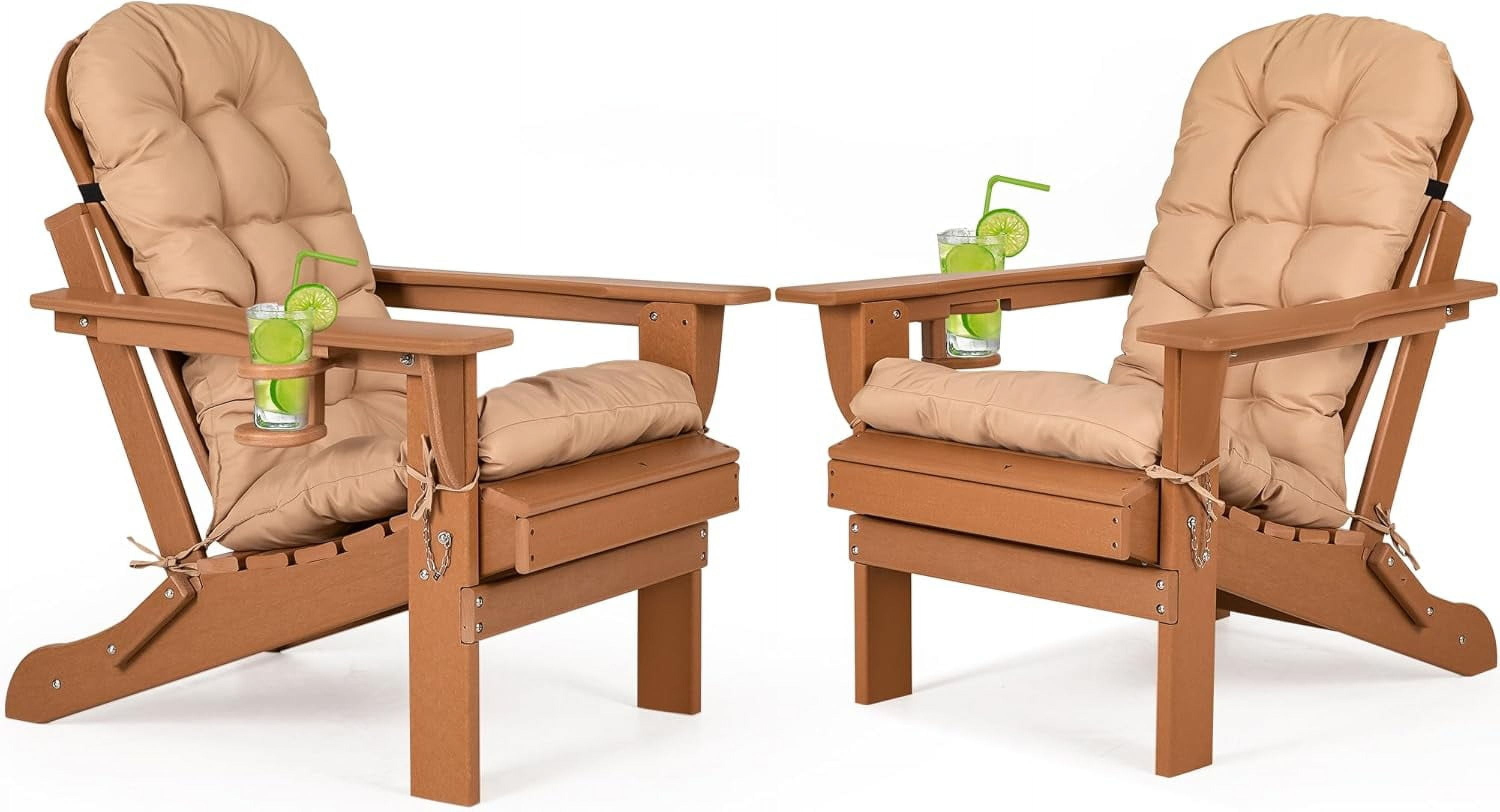 dbuibni Folding Adirondack Chairs with Cushions and Cup Holder HDPE ...